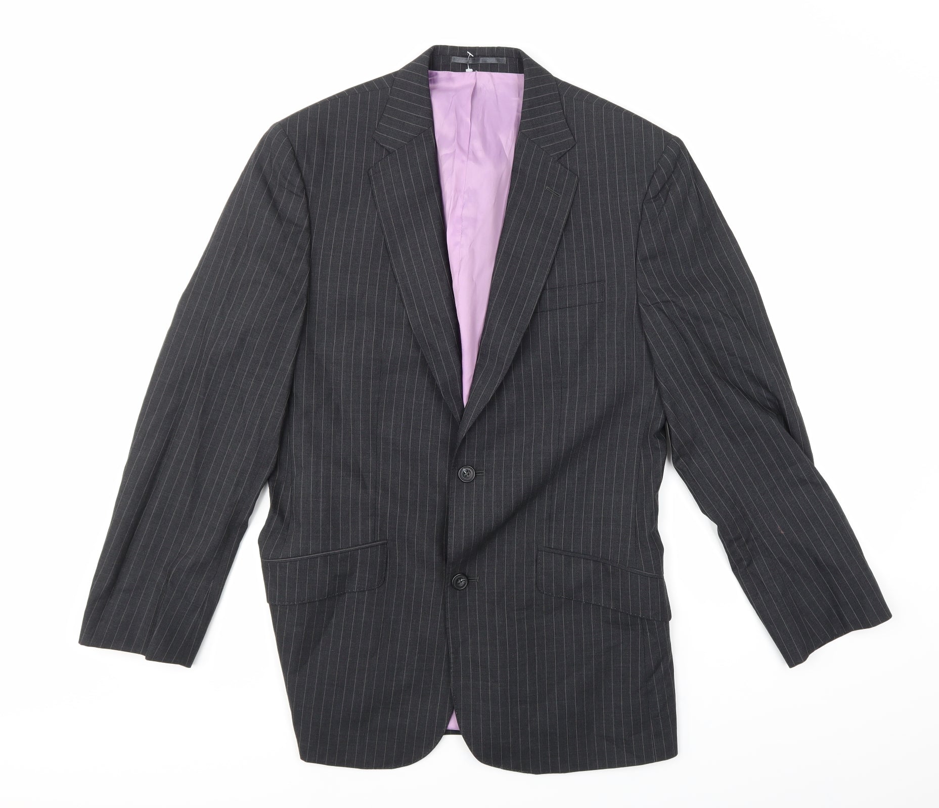 Super 100's Mens Grey Striped Jacket Suit Jacket – Preworn
