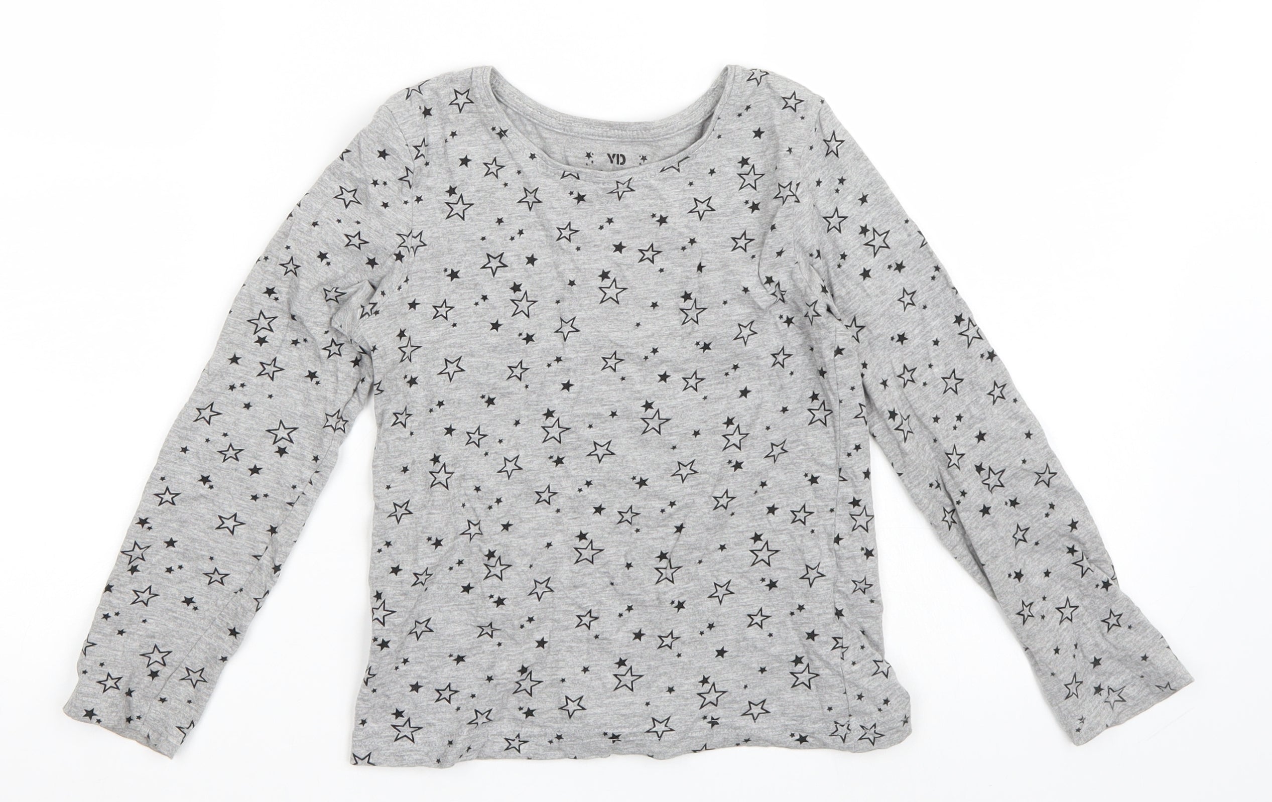 Primark Girls Grey Basic T-Shirt Size 8-9 Years - Star pattern – Preworn