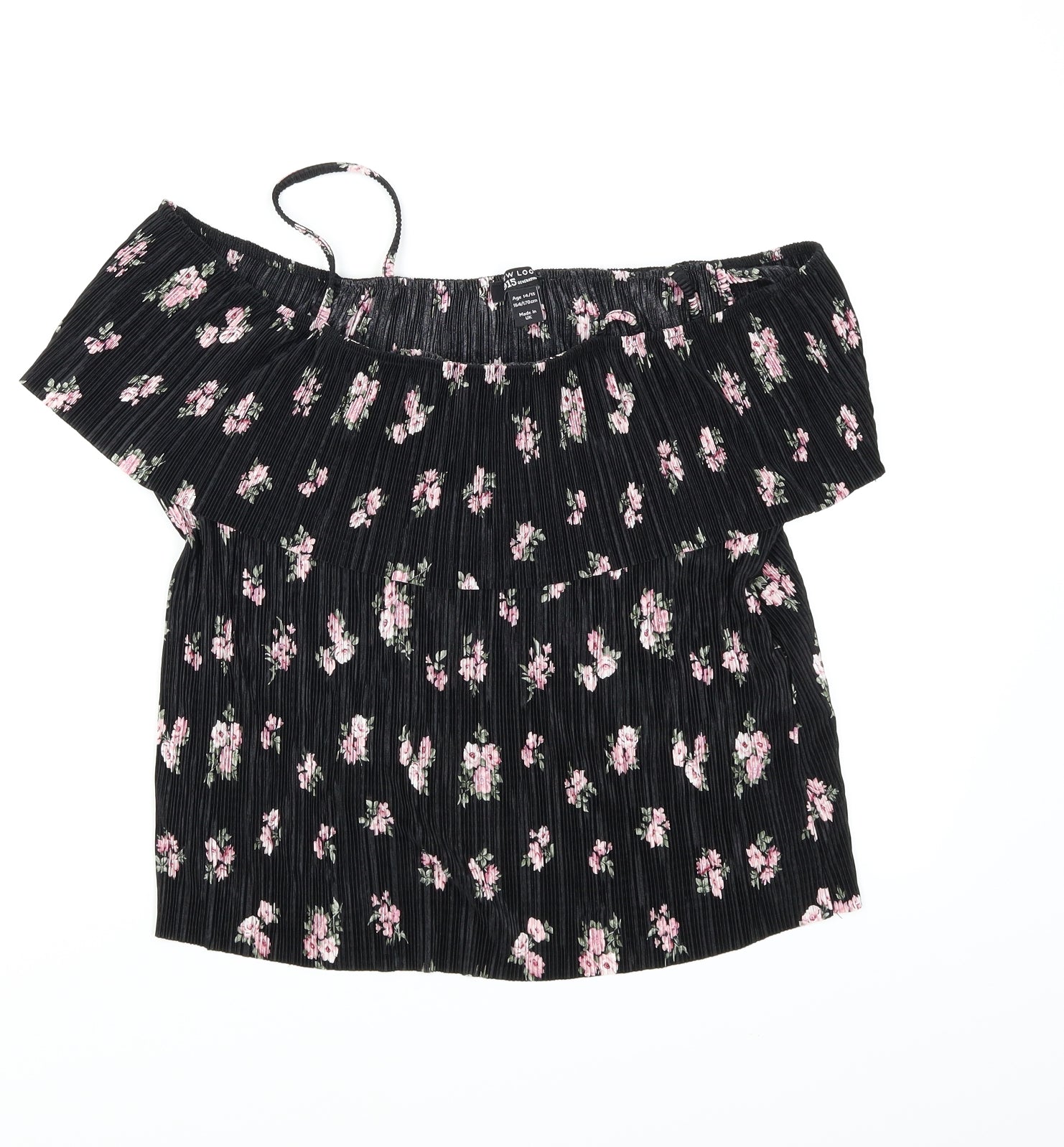 New Look Girls Black Floral Basic Blouse Size 14-15 Years – Preworn