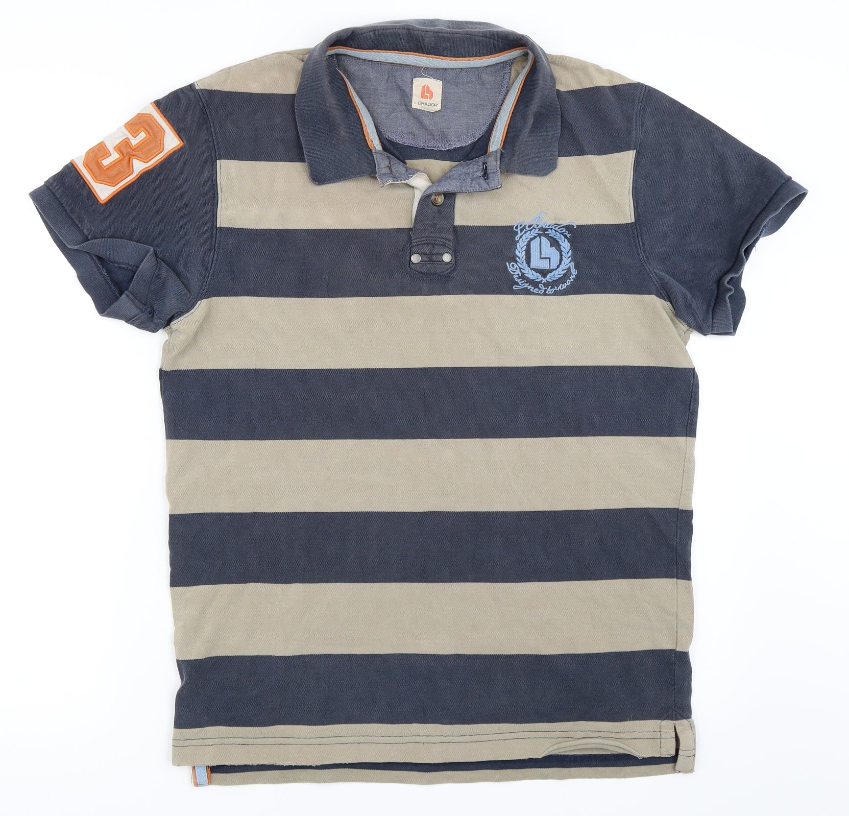 L.Brador Mens Blue Striped Polo Size M – Preworn