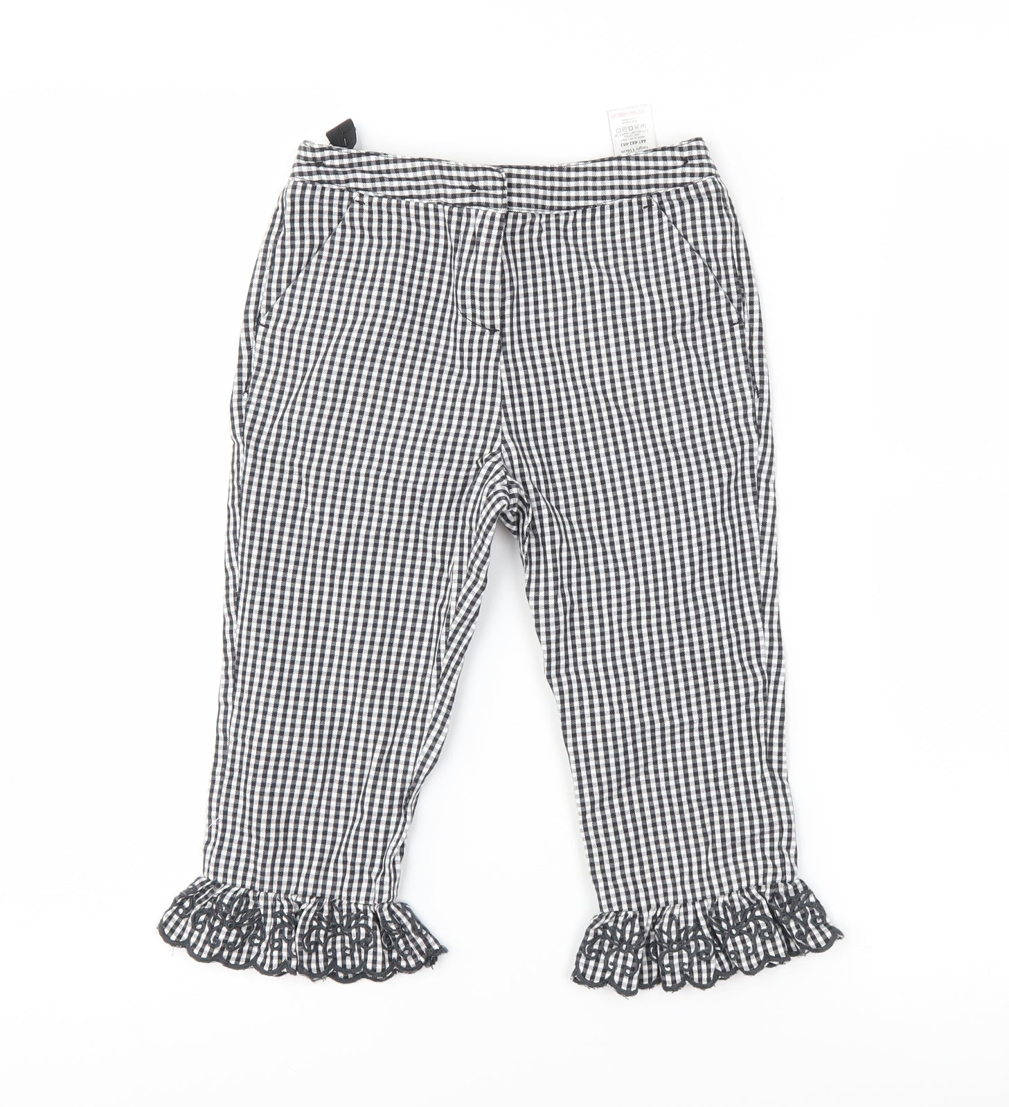 NEXT Girls Black Check Cropped Trousers Size 6 Years – Preworn