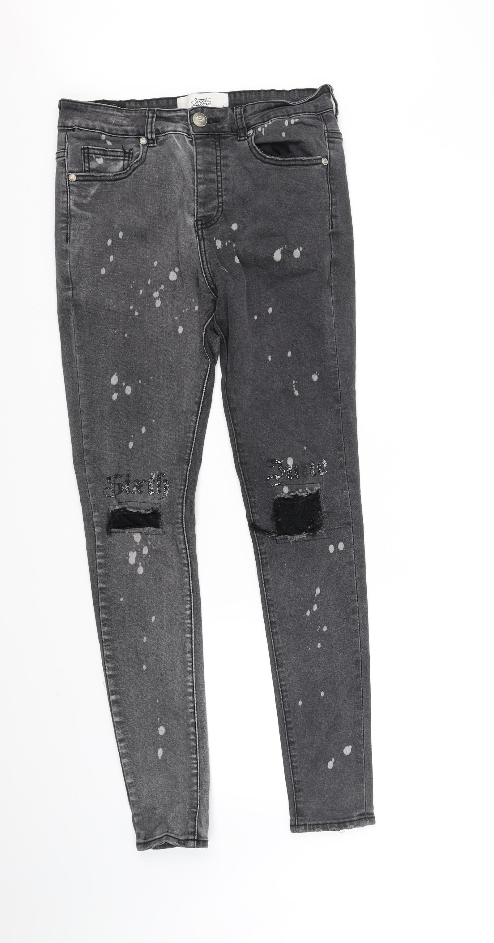 Sixth June Womens Grey Skinny Jeans Size 30 in L33 in - paint meant to ...