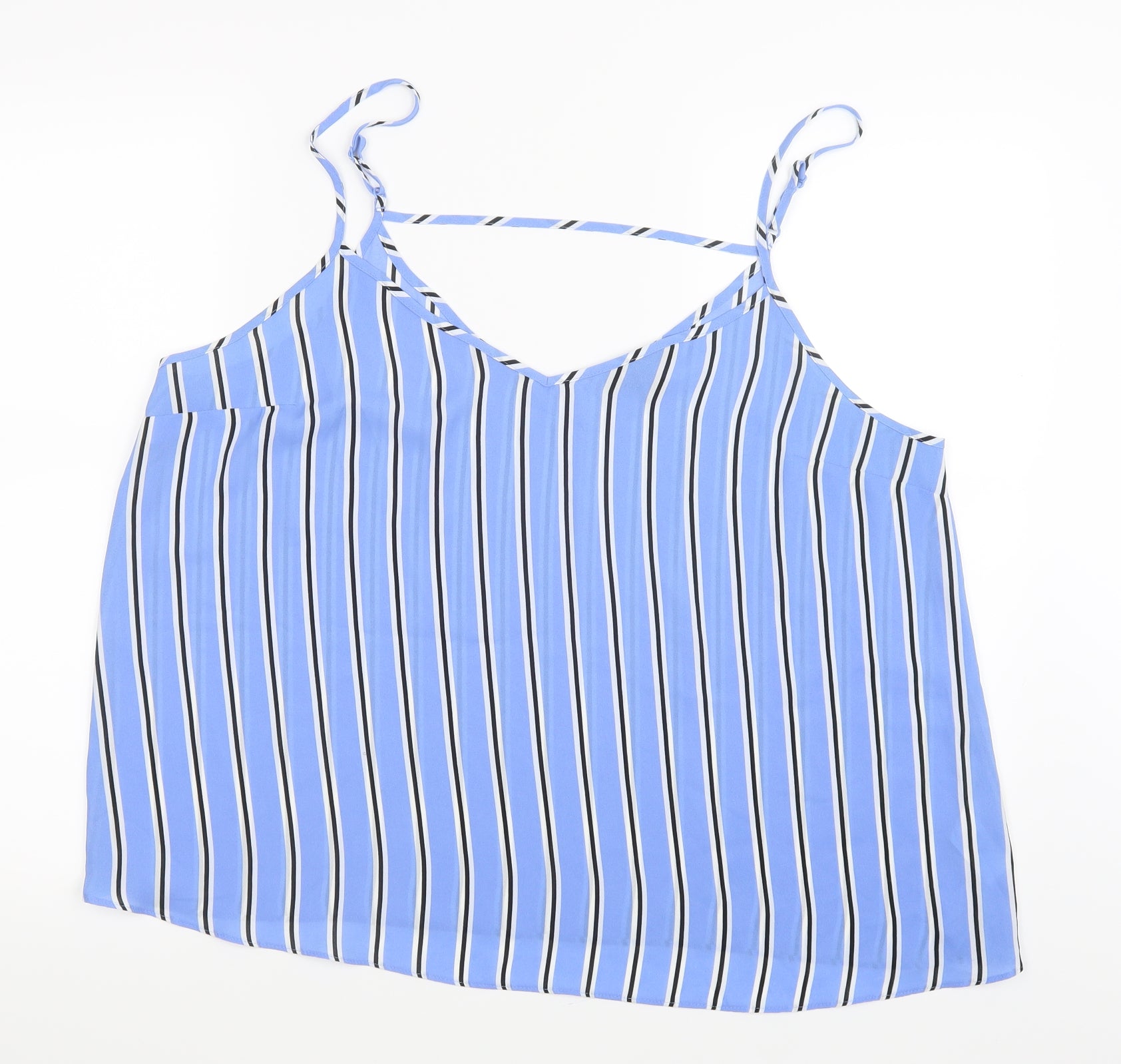 Primark Womens Blue Striped Mesh Basic Tank Size 20 – Preworn