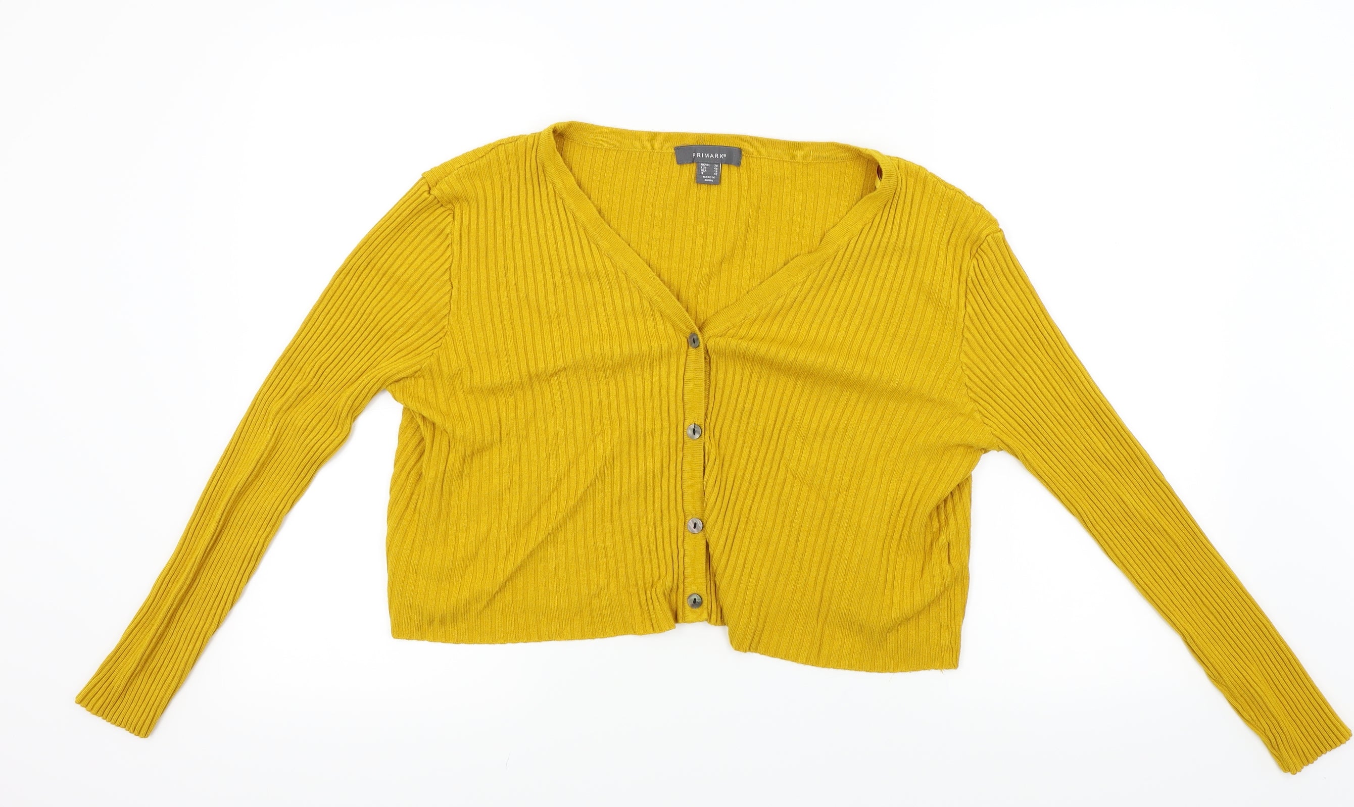 Primark Womens Yellow Cardigan Jumper Size 20 – Preworn
