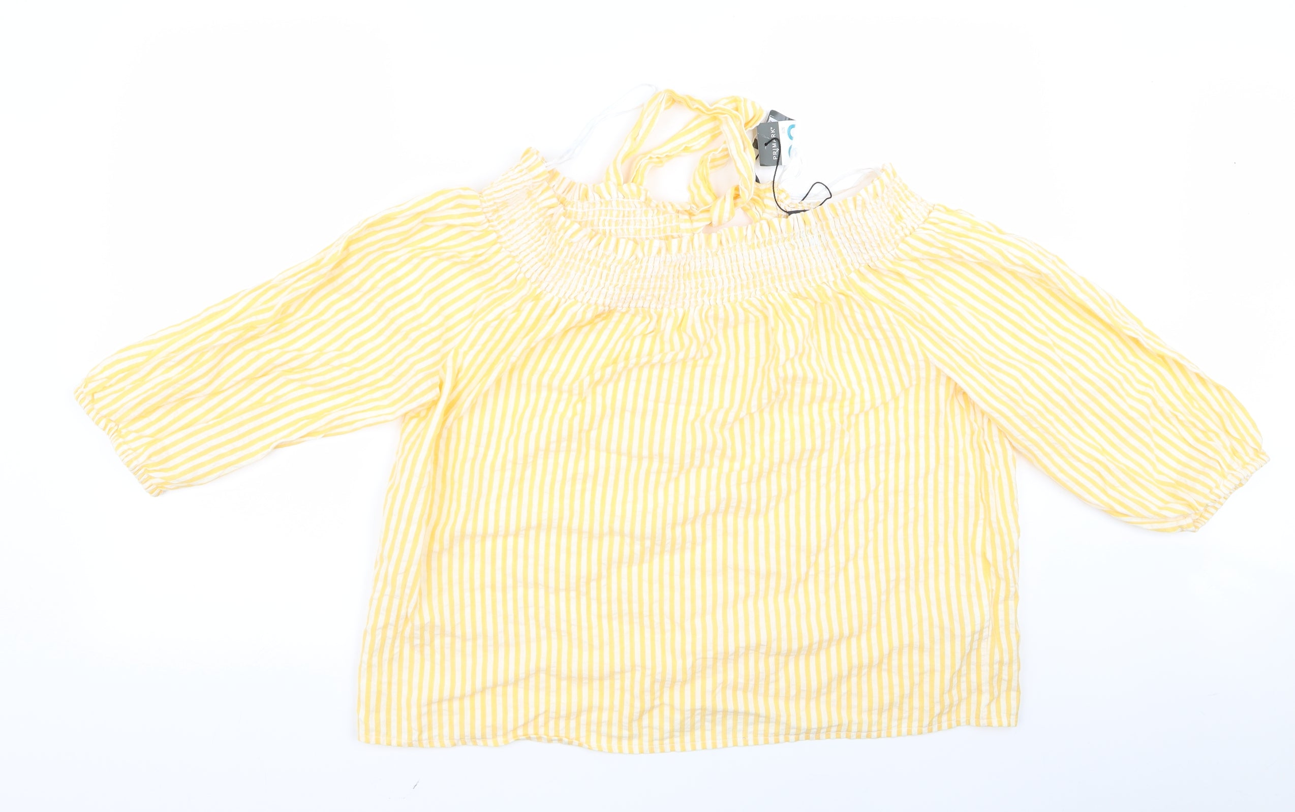 Primark Womens Yellow Striped Basic Blouse Size 12 – Preworn