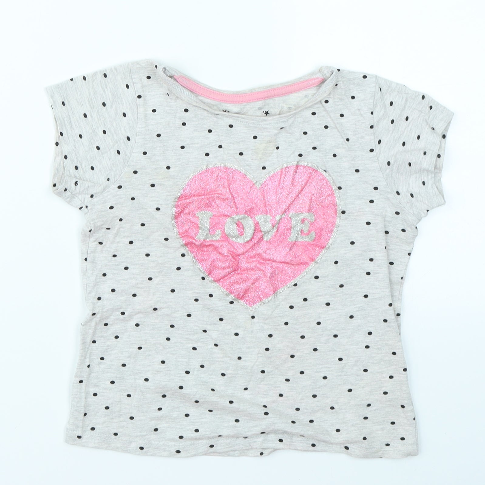 Primark Girls Grey Spotted Basic T-Shirt Size 6-7 Years – Preworn