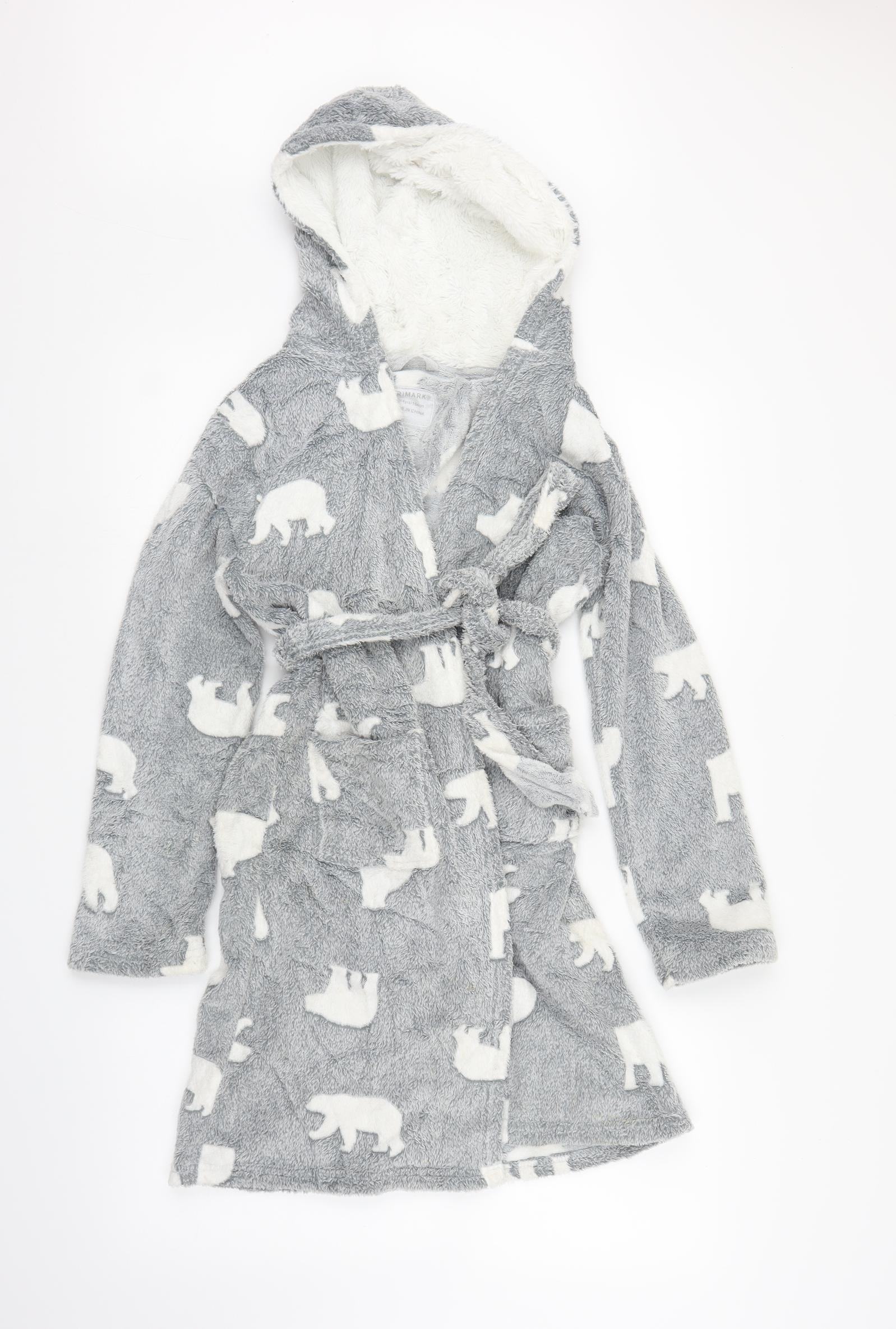 Primark Girls Grey Animal Print Capri Robe Size 13-14 Years - Polar Be ...