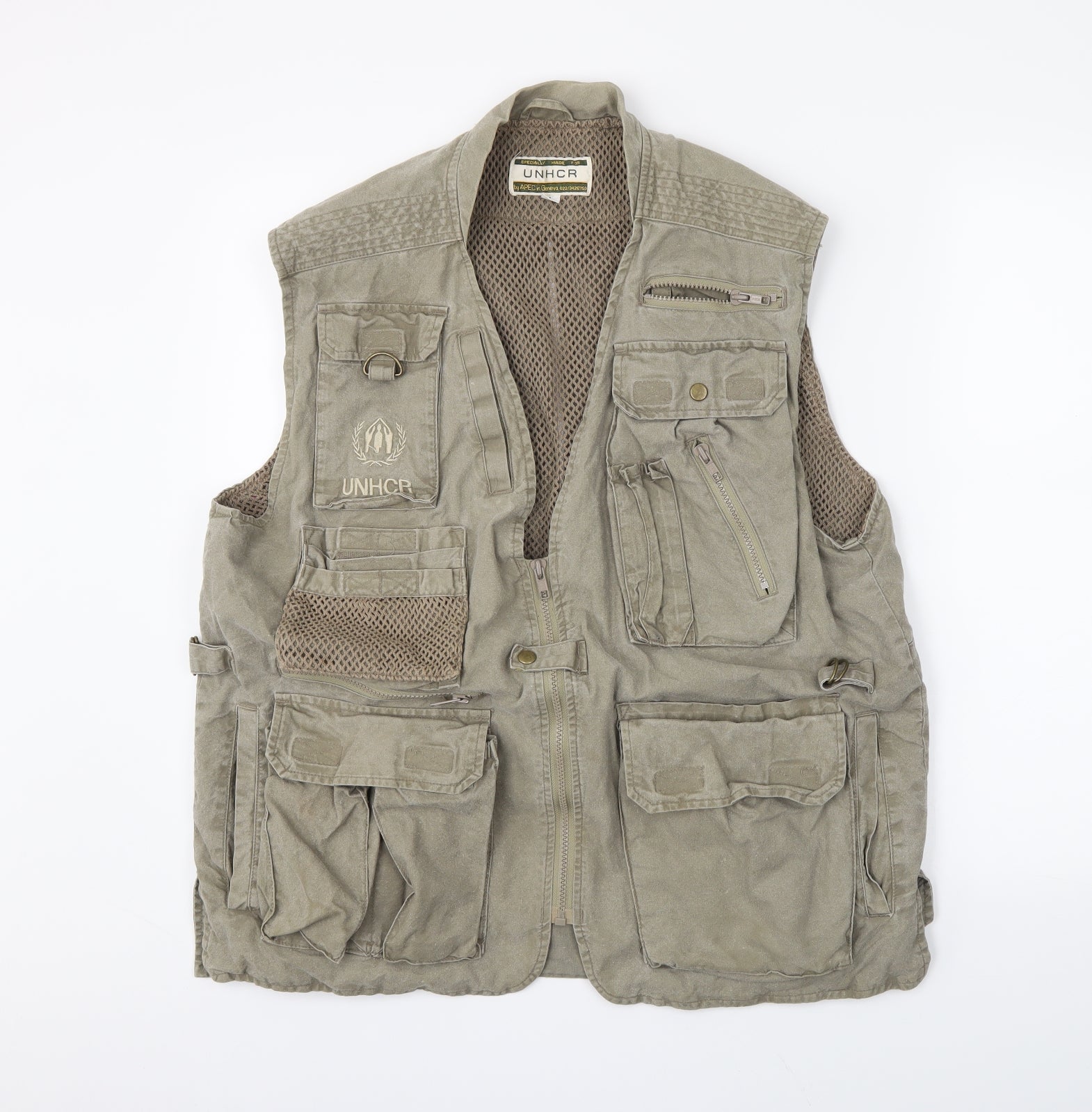 unhcr Mens Green Denim Gilet Jacket Size L – Preworn