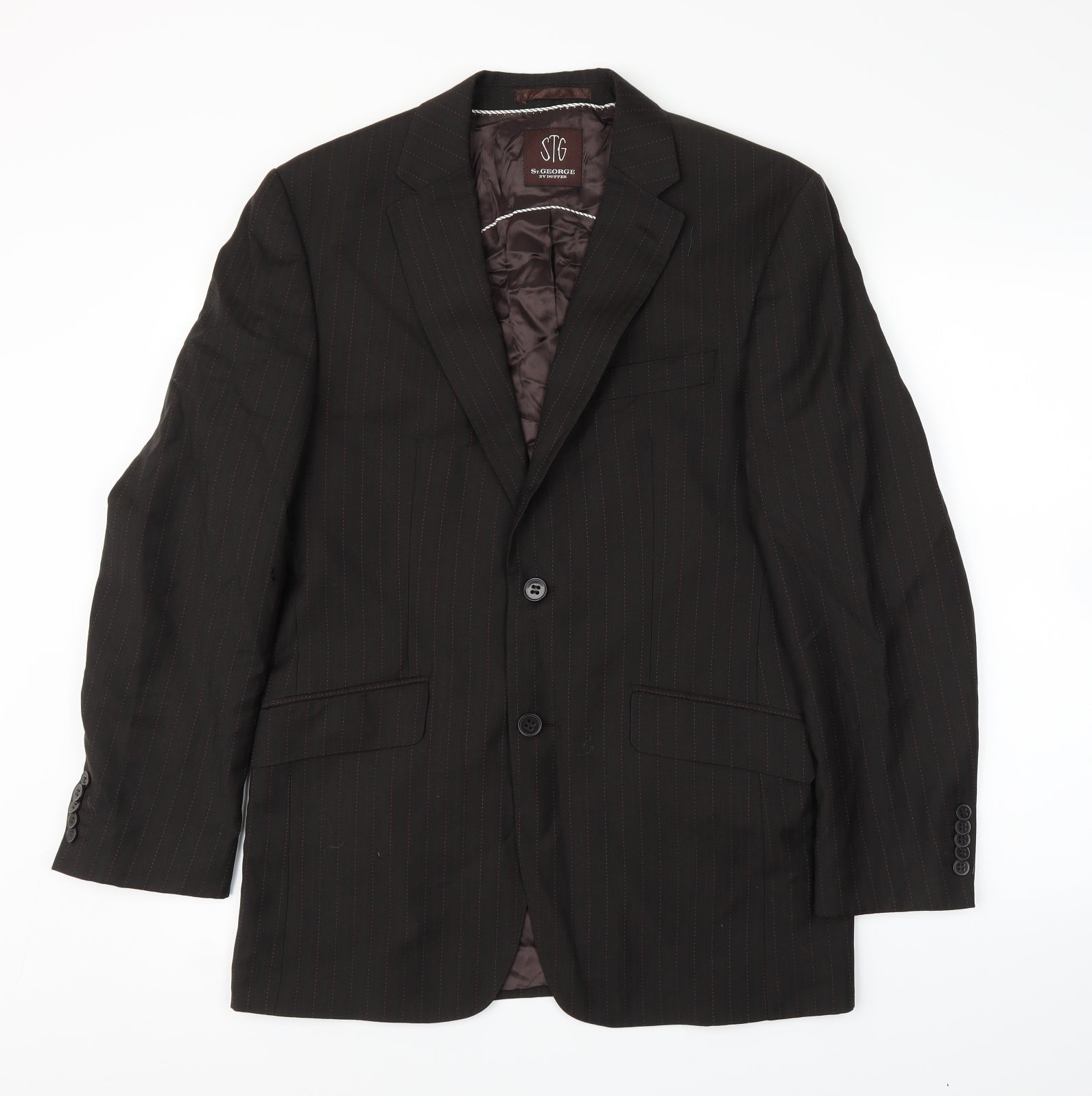Duffer of St. George Mens Brown Striped Jacket Suit Jacket Size 38 ...