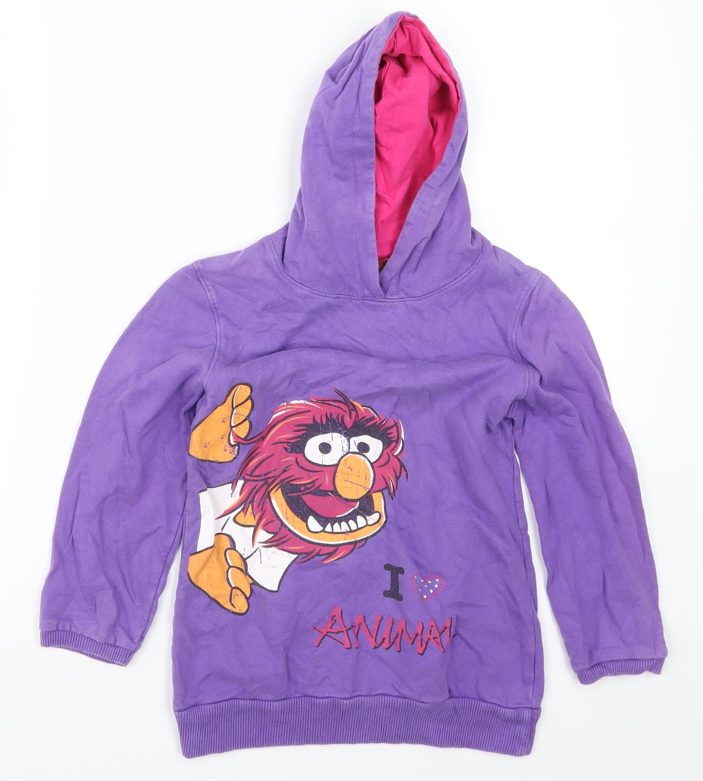 The Muppets Girls Pink Pullover Hoodie Size 9-10 Years - Animal – Preworn