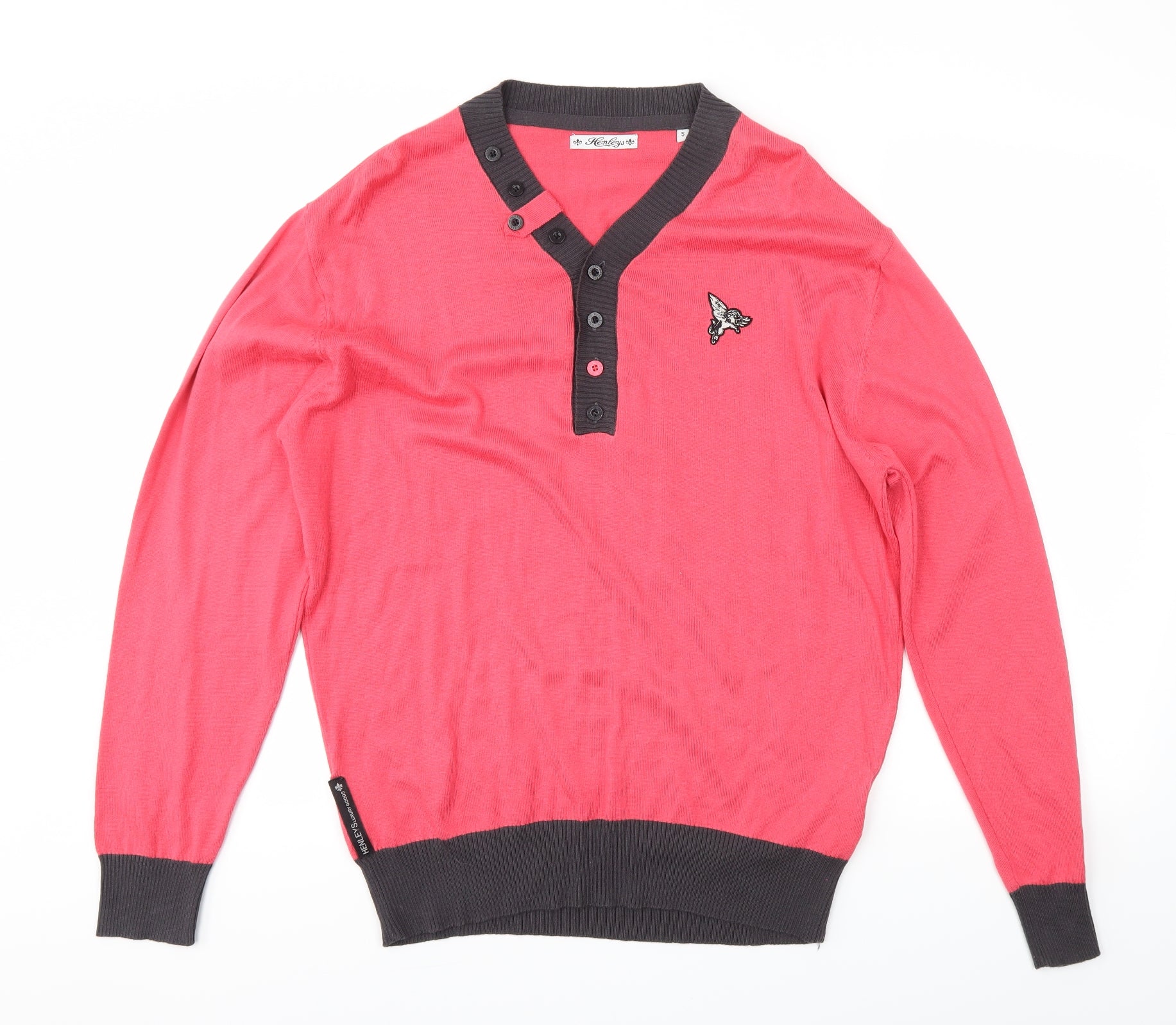 Henleys Mens Red Henley Jumper Size XL – Preworn