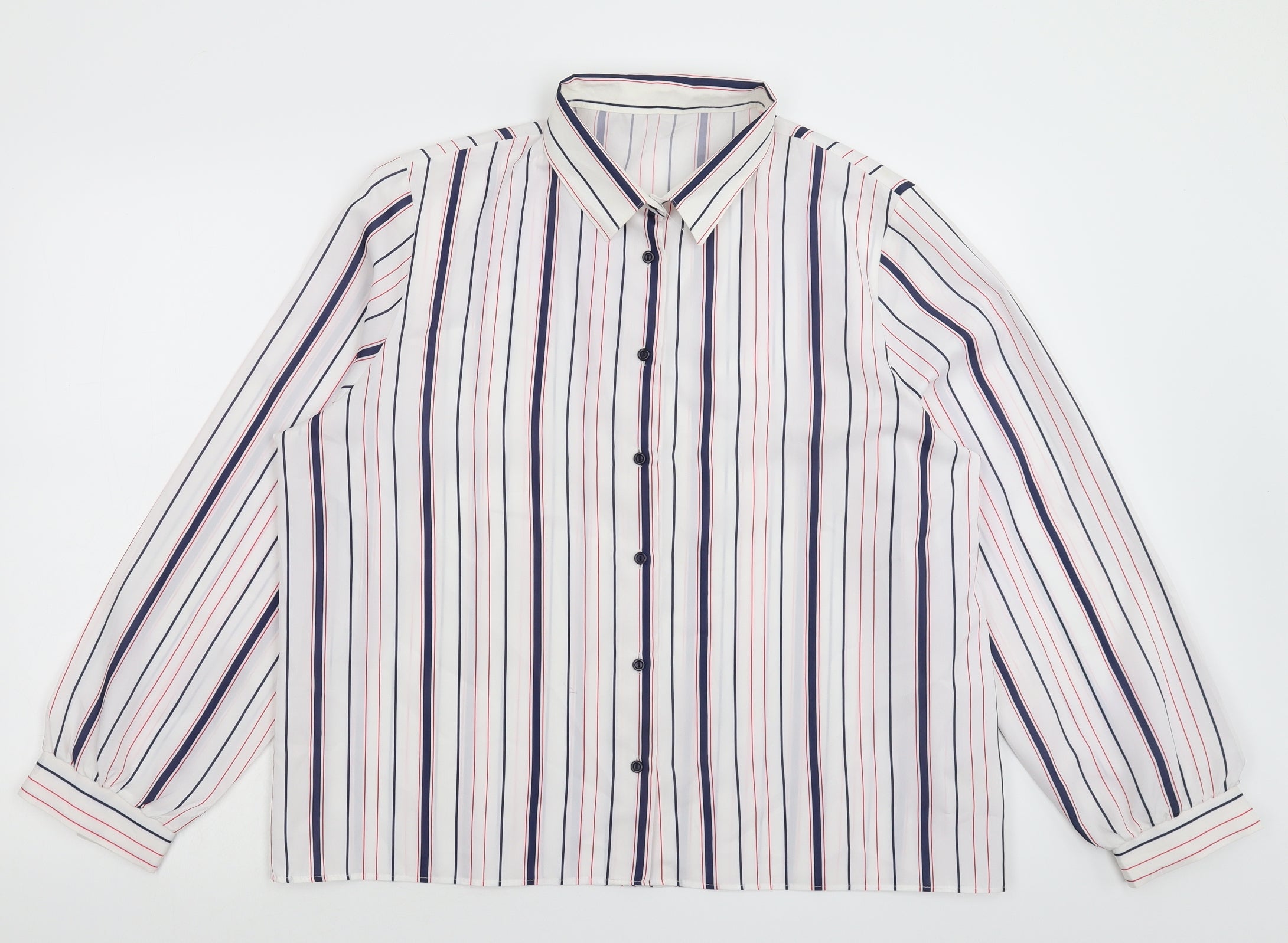 Amari Womens White Striped Basic Button-Up Size 14 – Preworn