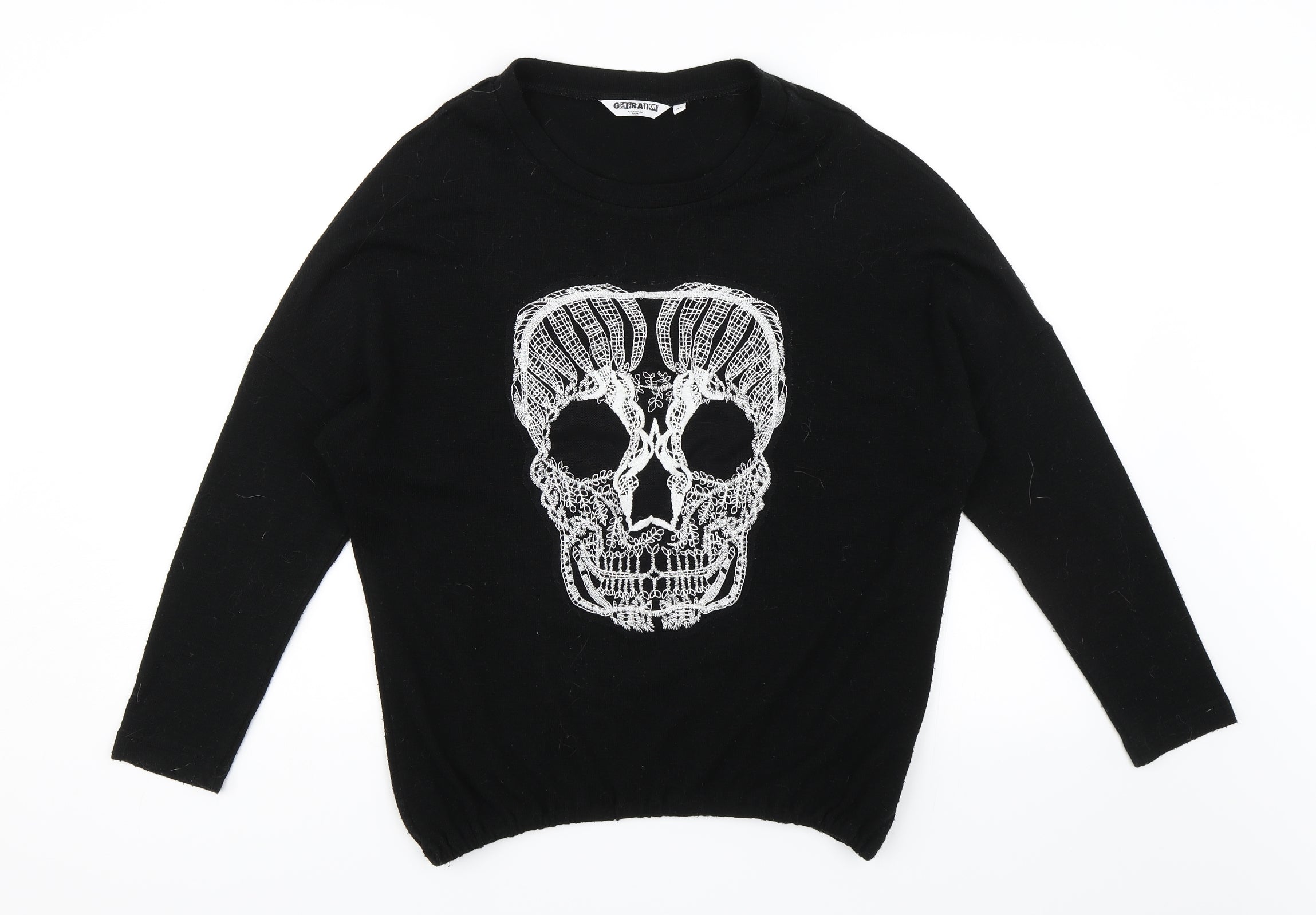 Generation Boys Black Pullover Jumper Size 14-15 Years - Skull – Preworn