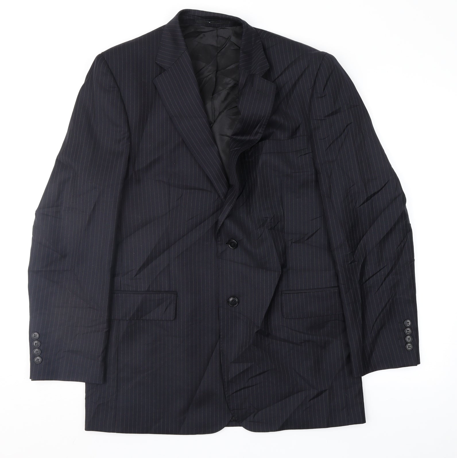 Terry de Havilland Mens Blue Striped Jacket Suit Jacket Size 40 – Preworn