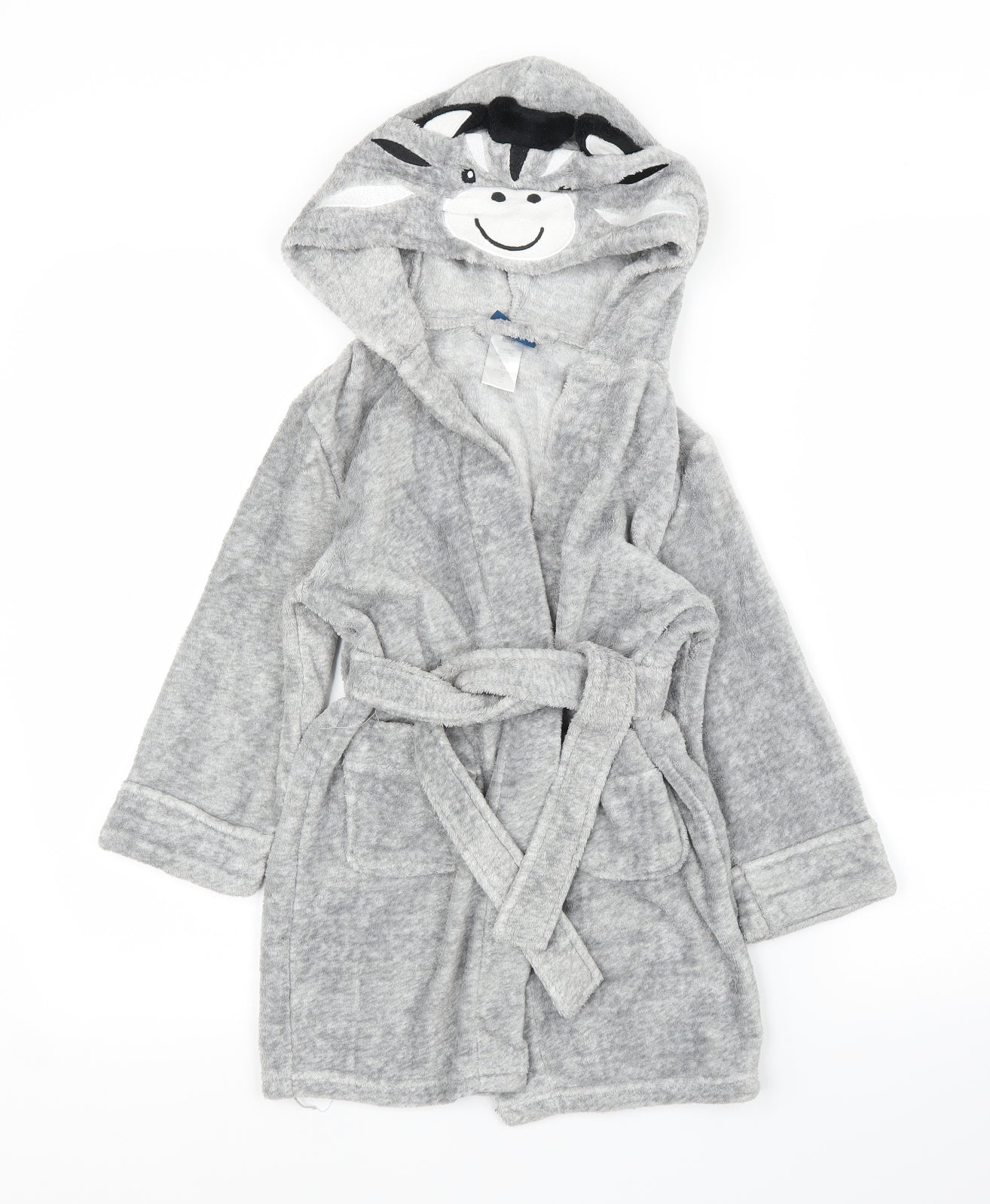 Pekkel Boys Grey Solid Robe Size 4-5 Years - Zebra – Preworn