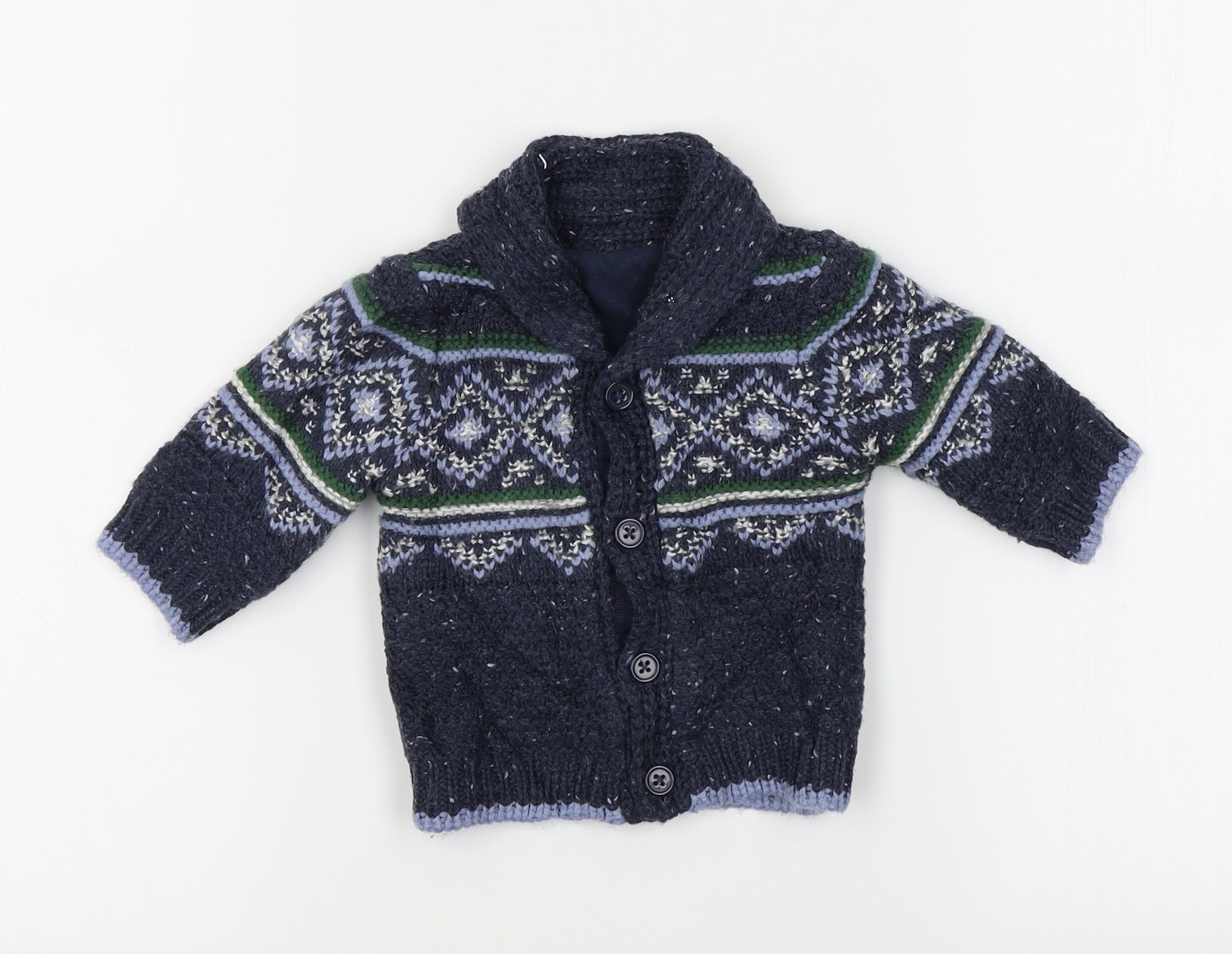 George Baby Blue Fair Isle Cardigan Jumper Size 0-3 Months – Preworn