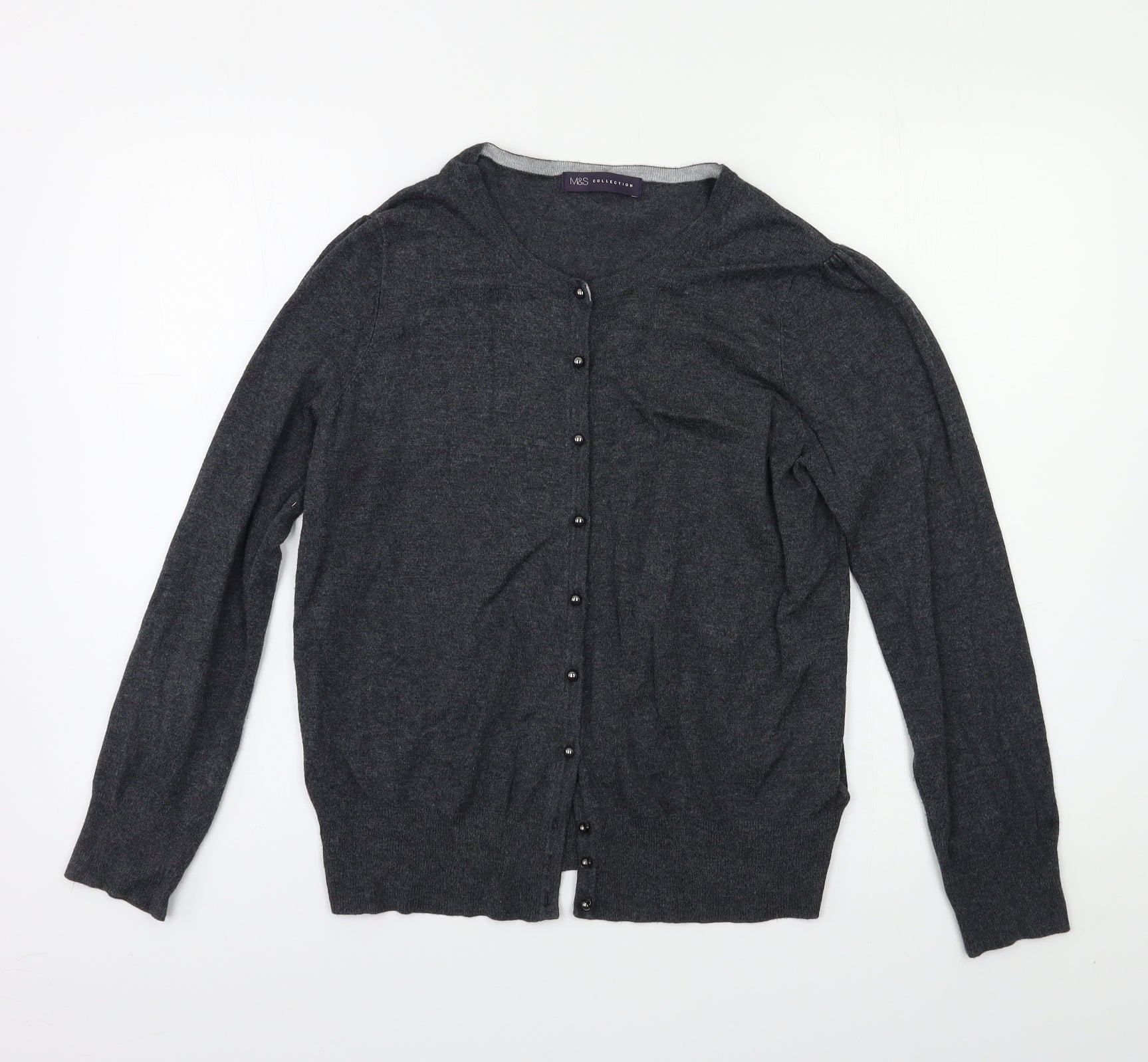 M&S Womens Grey Cardigan Jumper Size 14 – Preworn