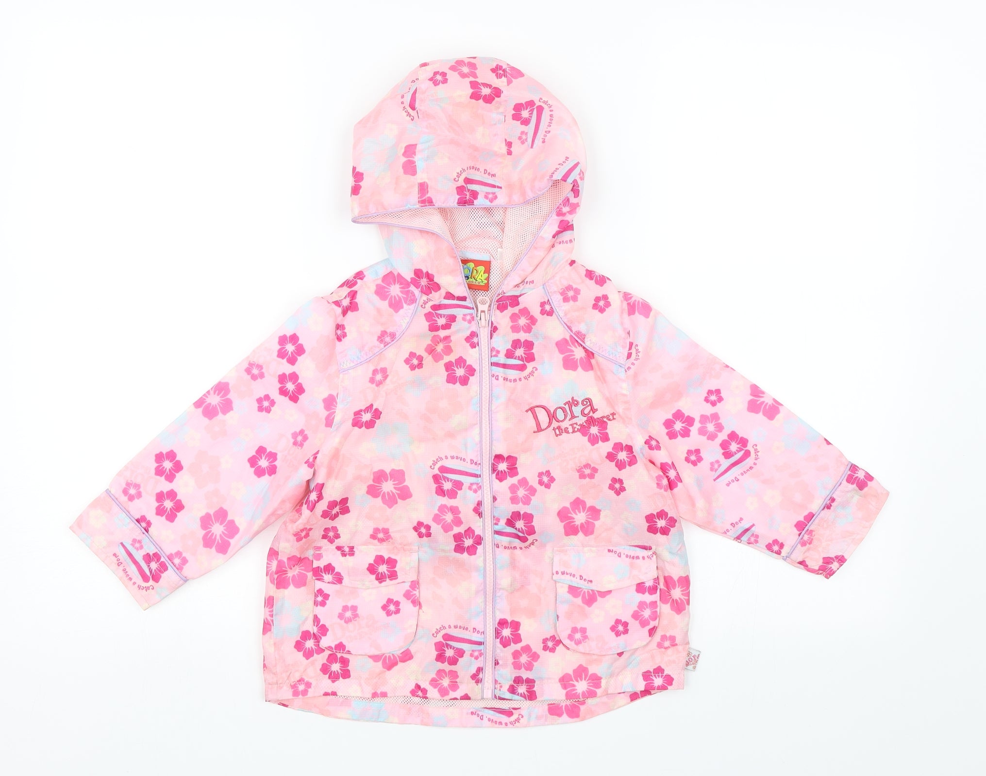 Dora the Explorer Girls Pink Floral Rain Coat Coat Size 2-3 Years - Do ...
