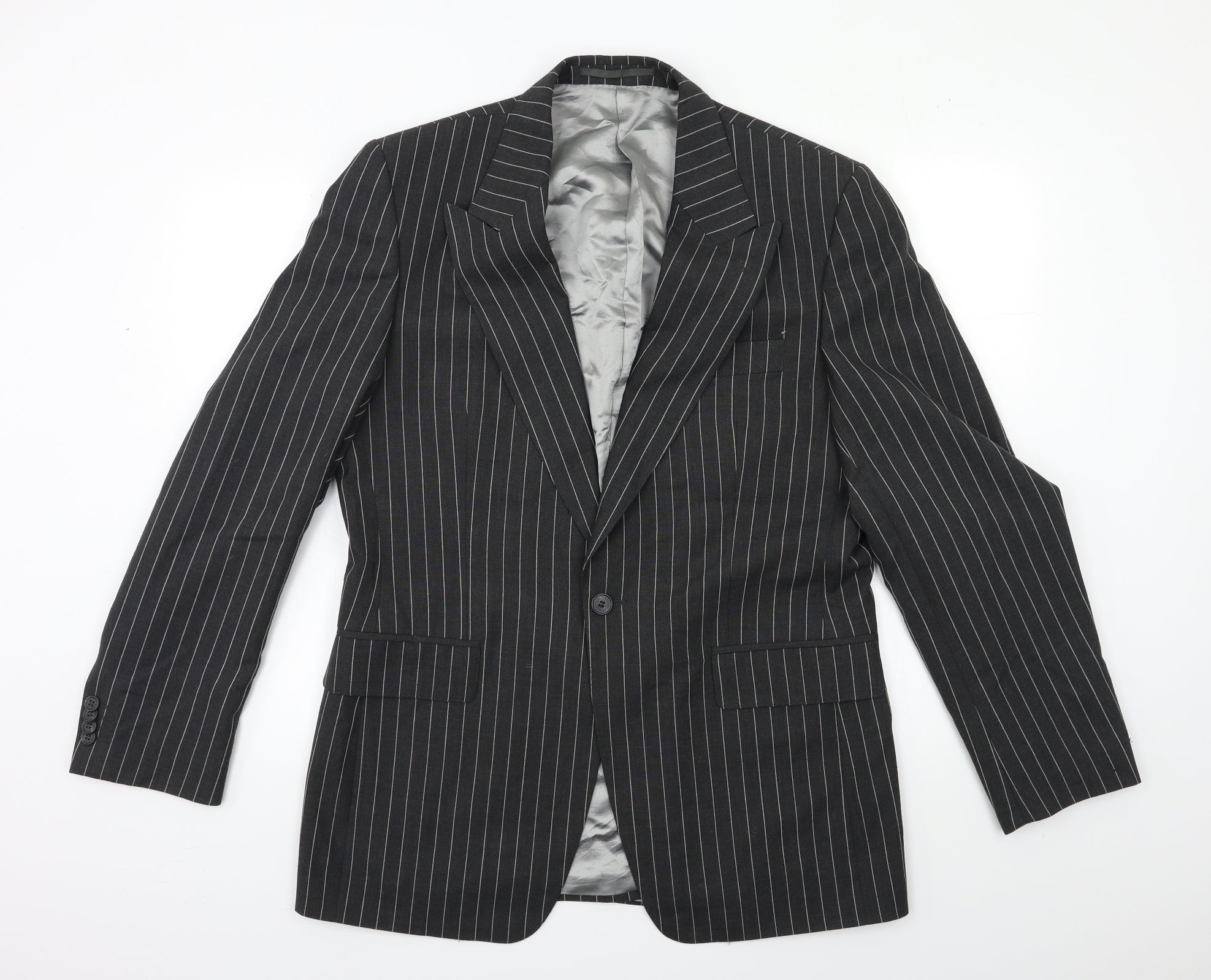 F&F Mens Grey Striped Jacket Suit Jacket Size 40 – Preworn