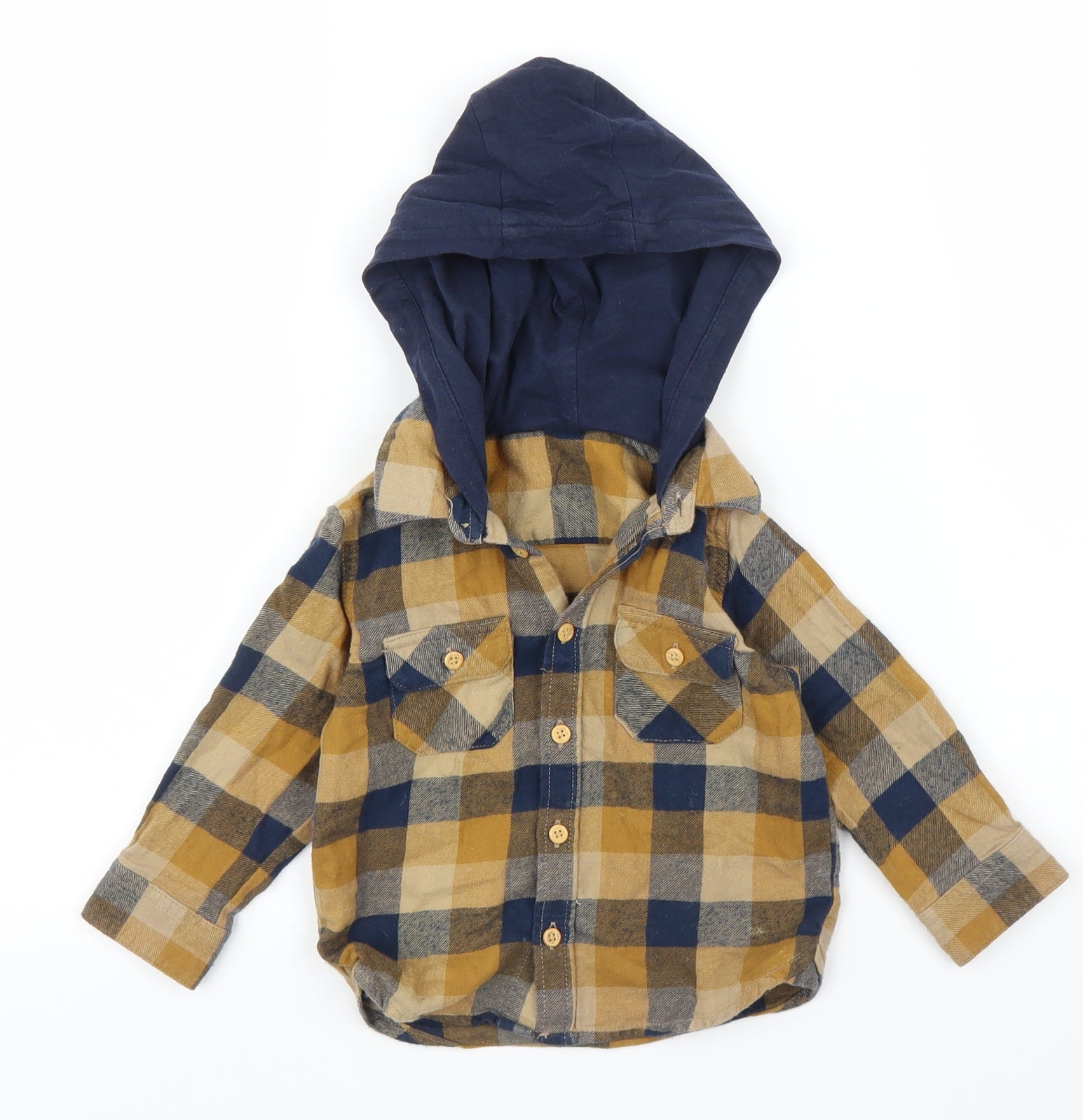Matalan Boys Beige Check Basic Button-Up Size 2 Years – Preworn