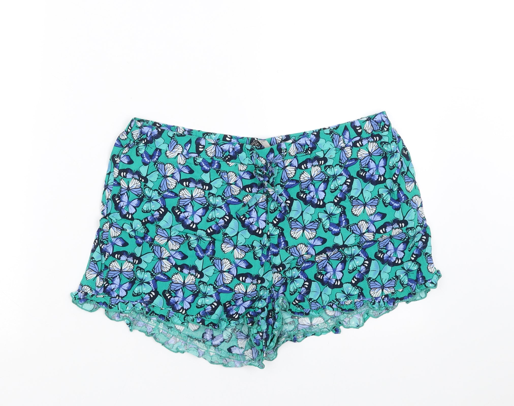 Primark Womens Green Hot Pants Shorts Size 12 - butterflies – Preworn