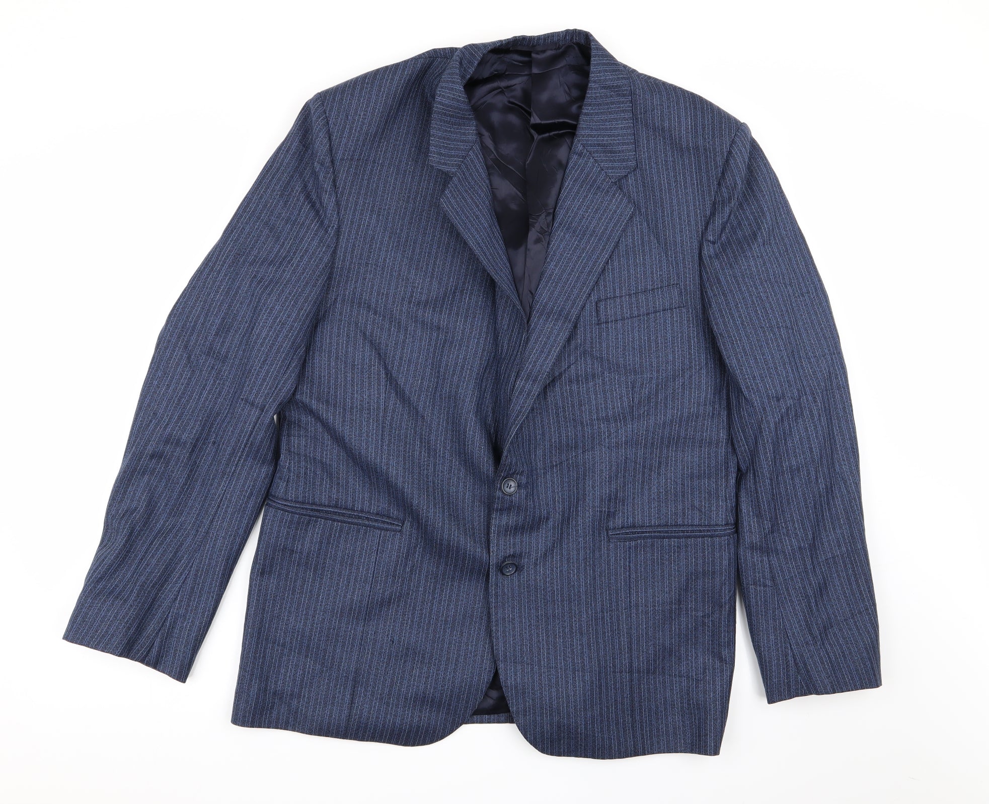 Reid & Taylor Mens Blue Striped Jacket Blazer Size 40 – Preworn