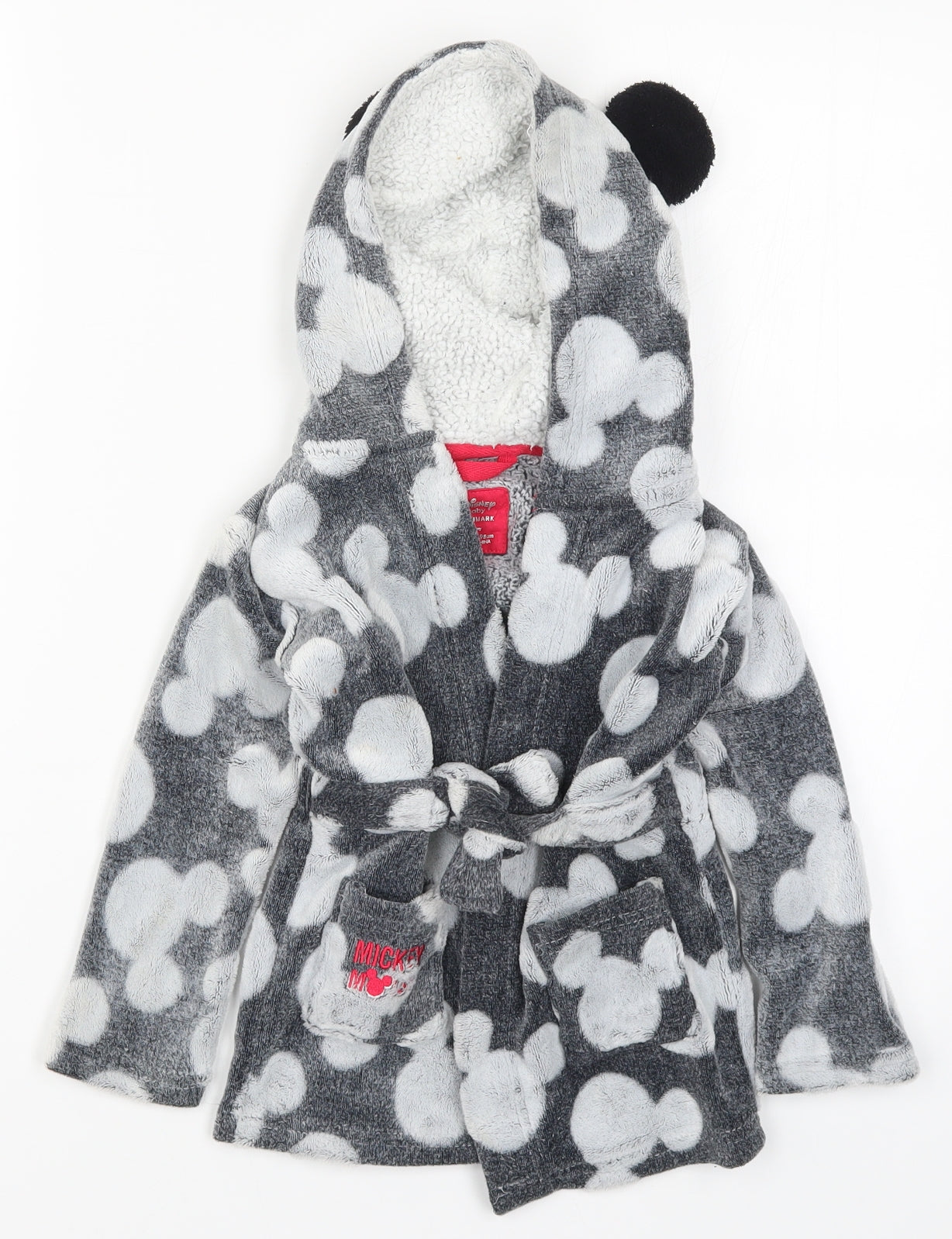 Primark Boys Grey Solid Robe Size 2-3 Years - Mickey Mouse – Preworn