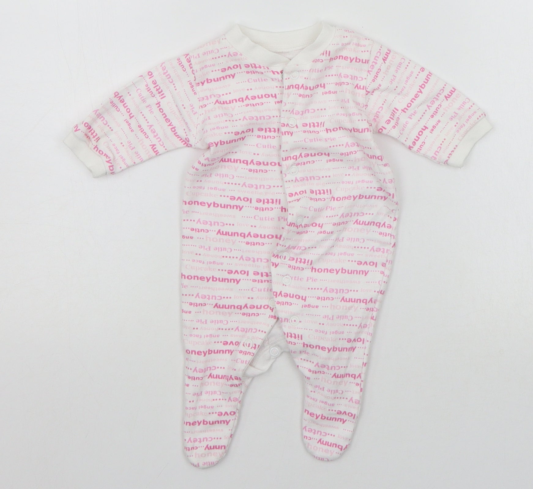 TESCO Baby White Geometric Babygrow One-Piece Size Newborn – Preworn