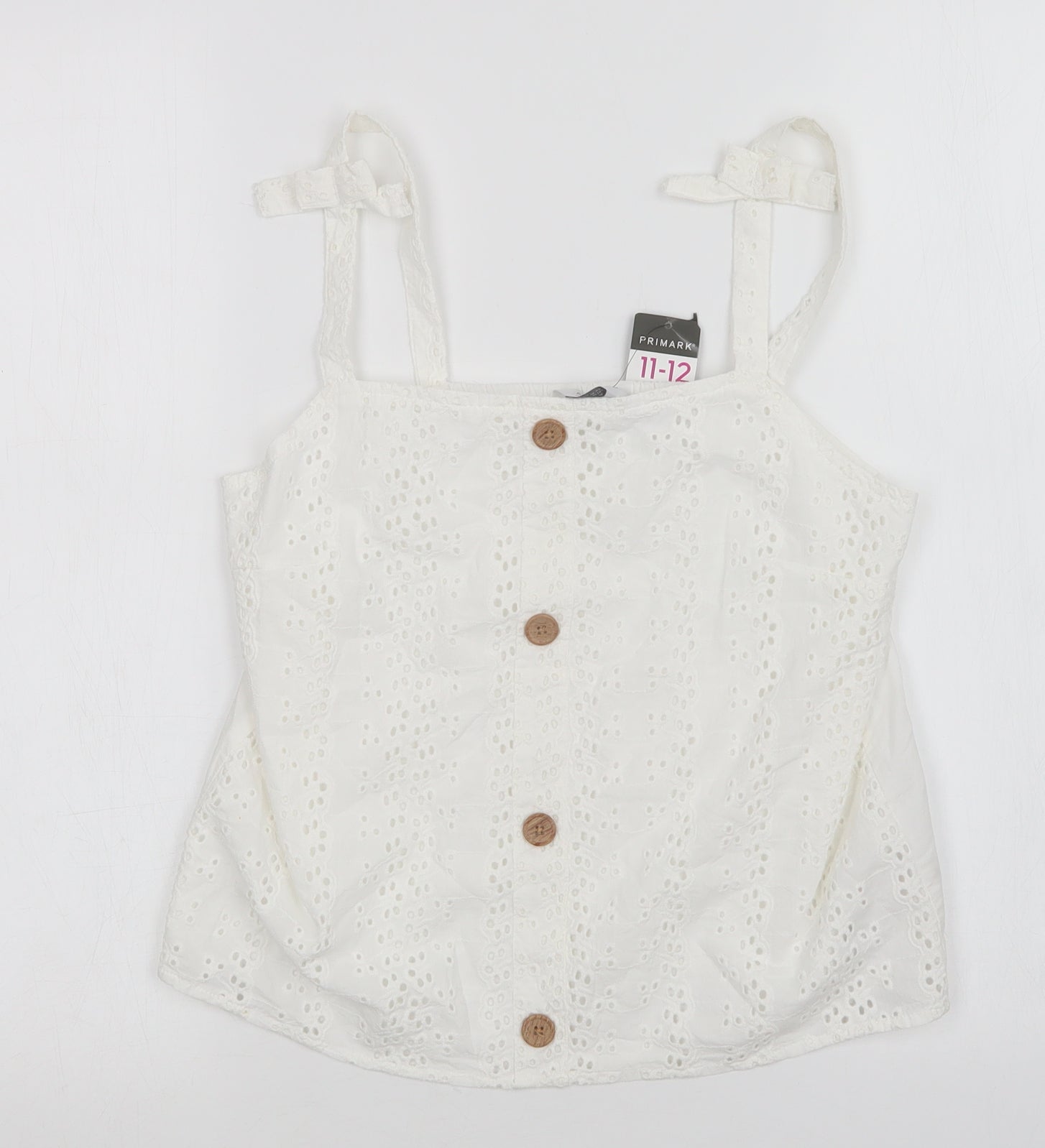 Primark Girls White Floral Basic Tank Size 11-12 Years – Preworn