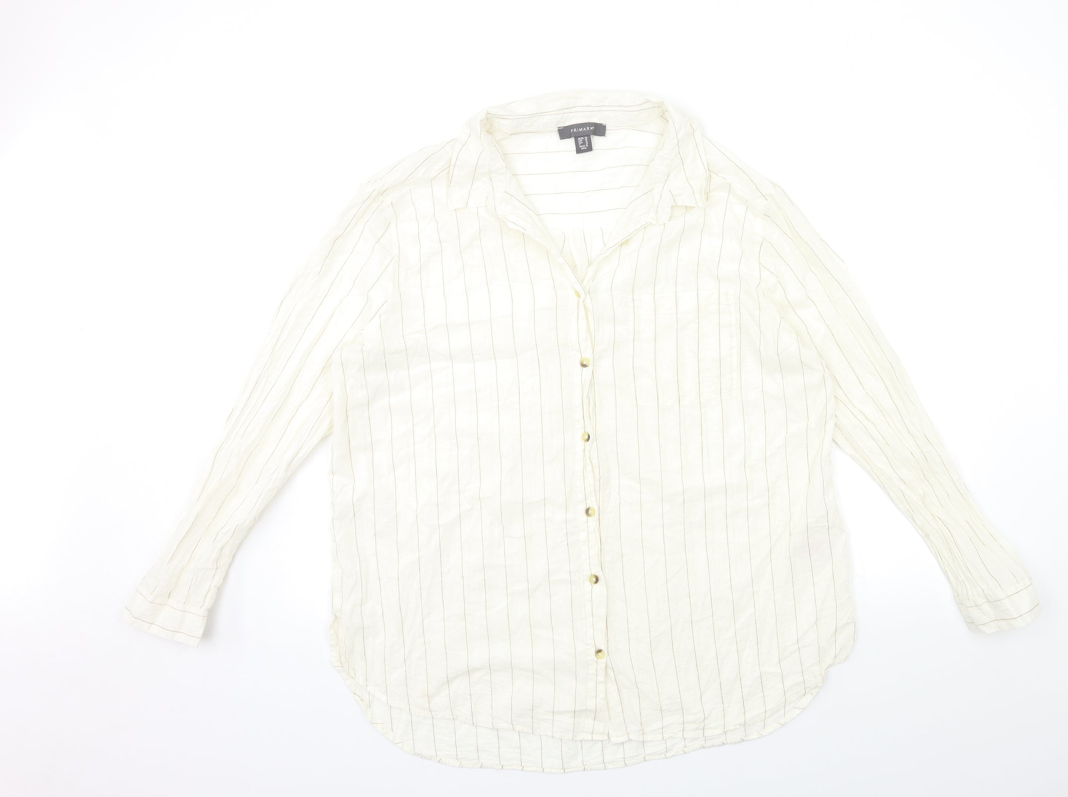 Primark Womens White Striped Basic Button-Up Size 20 – Preworn
