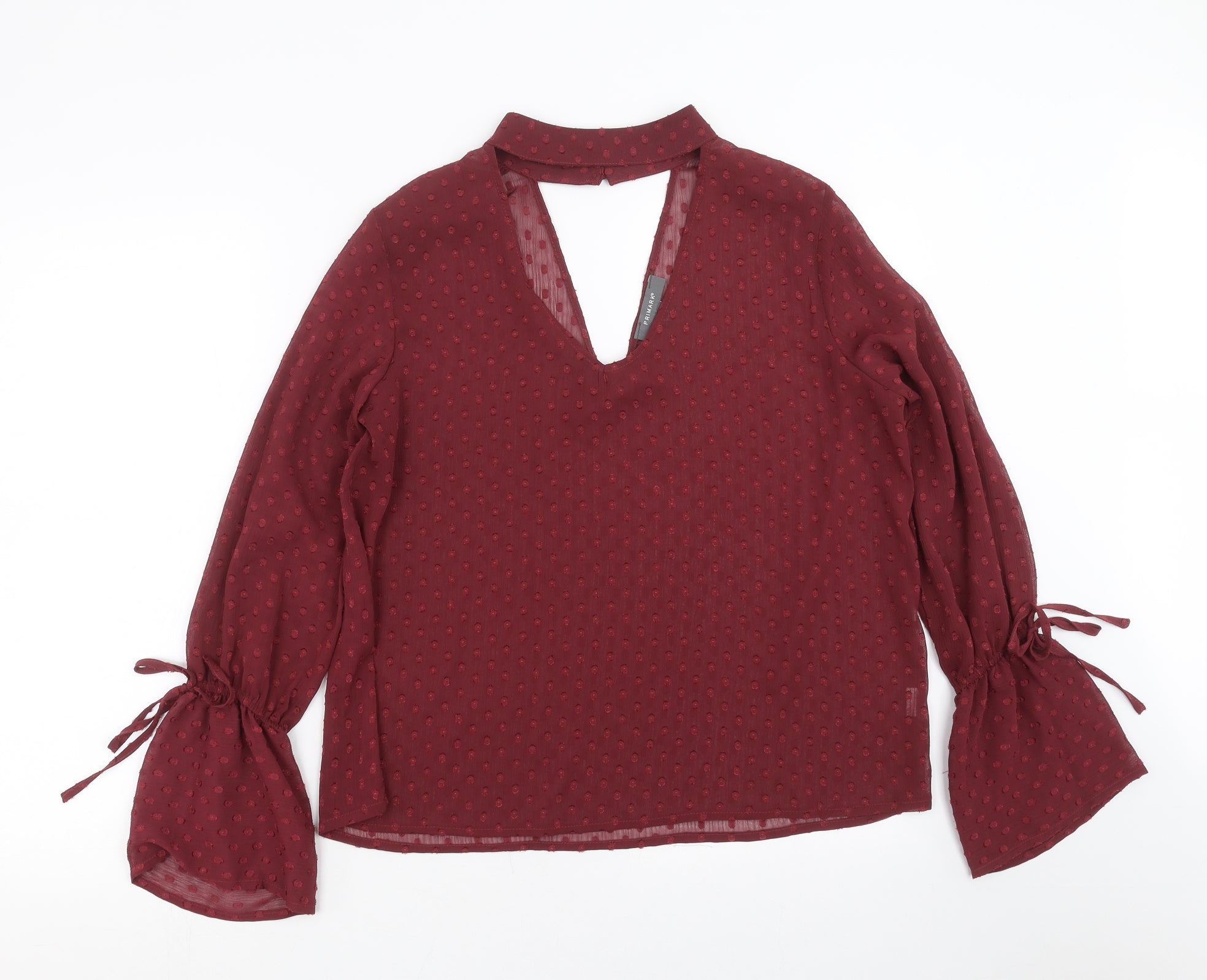 Primark Womens Purple Polka Dot Basic Blouse Size 16 - Choker style ne ...