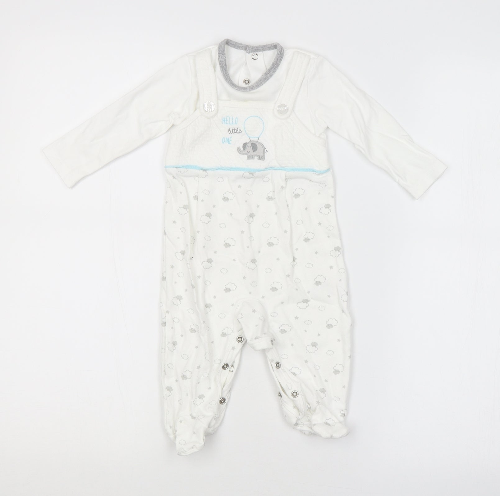 Preworn Baby White Spotted Babygrow One-Piece Size 6-9 Months