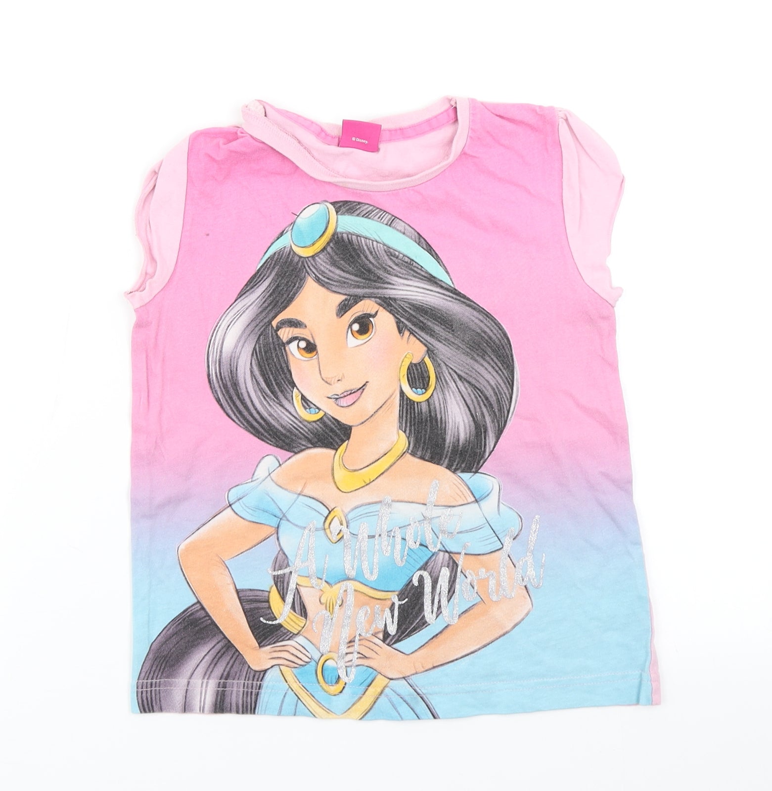 Matalan Girls Pink Basic T-Shirt Size 7 Years - Disney Princess Jasmin ...