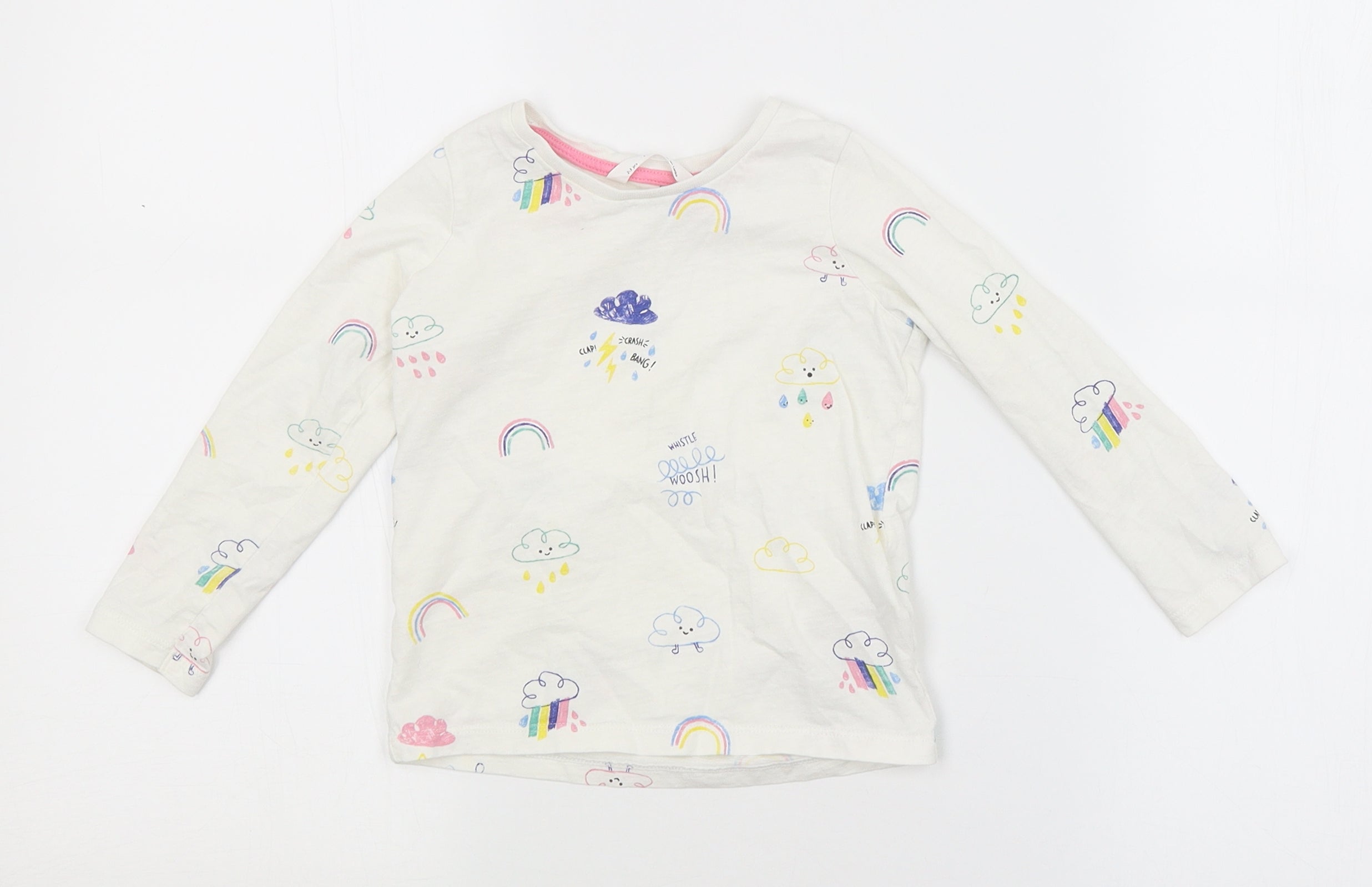 M&S Girls White Spotted Basic T-Shirt Size 2-3 Years – Preworn