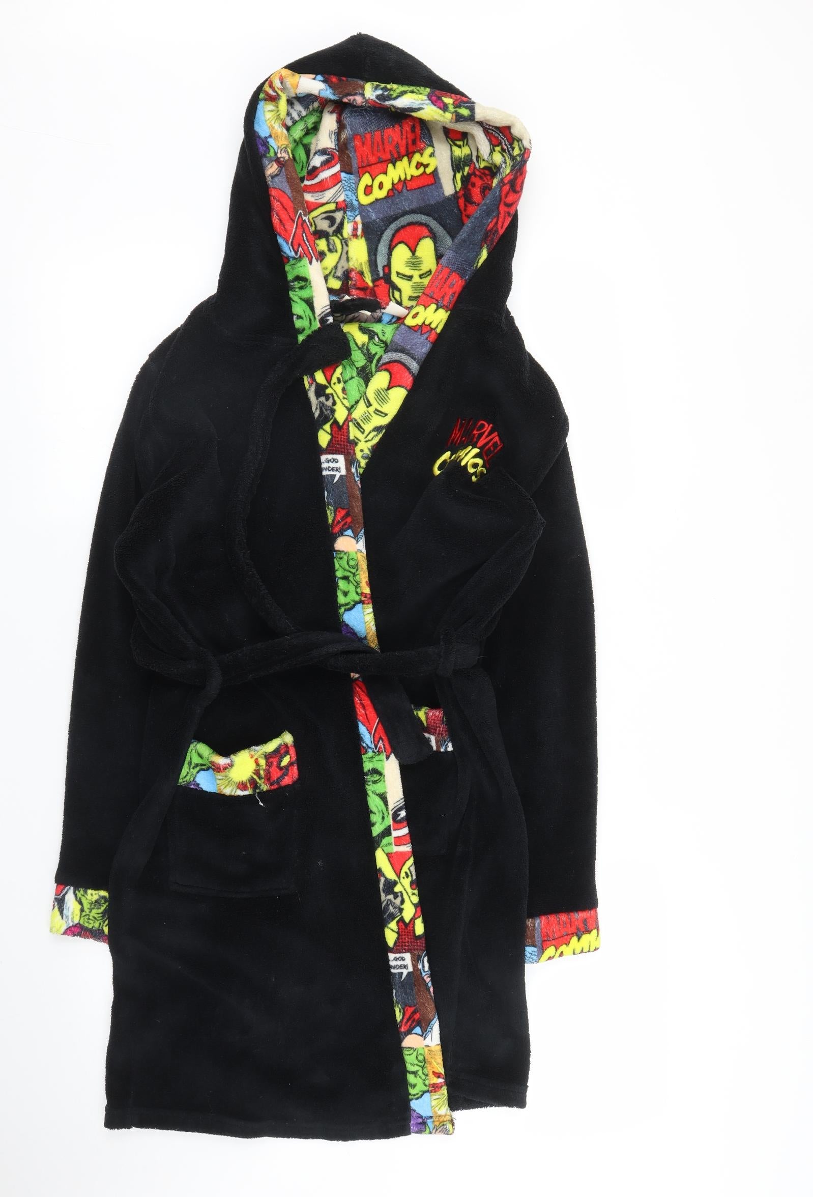 Primark Boys Black Solid Robe Size 11-12 Years - Marvel – Preworn