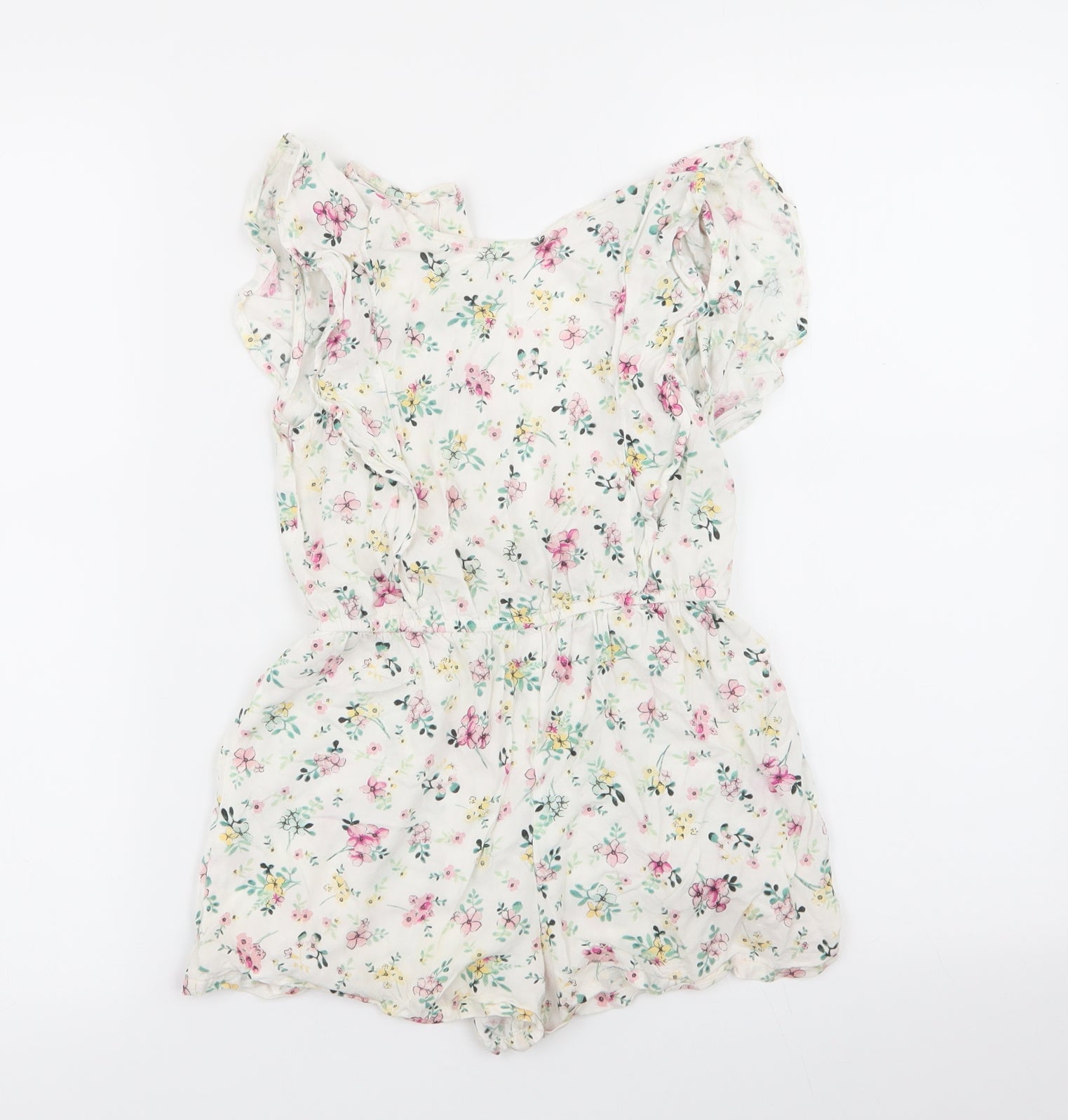 TU Girls White Floral Playsuit One-Piece Size 7 Years – Preworn