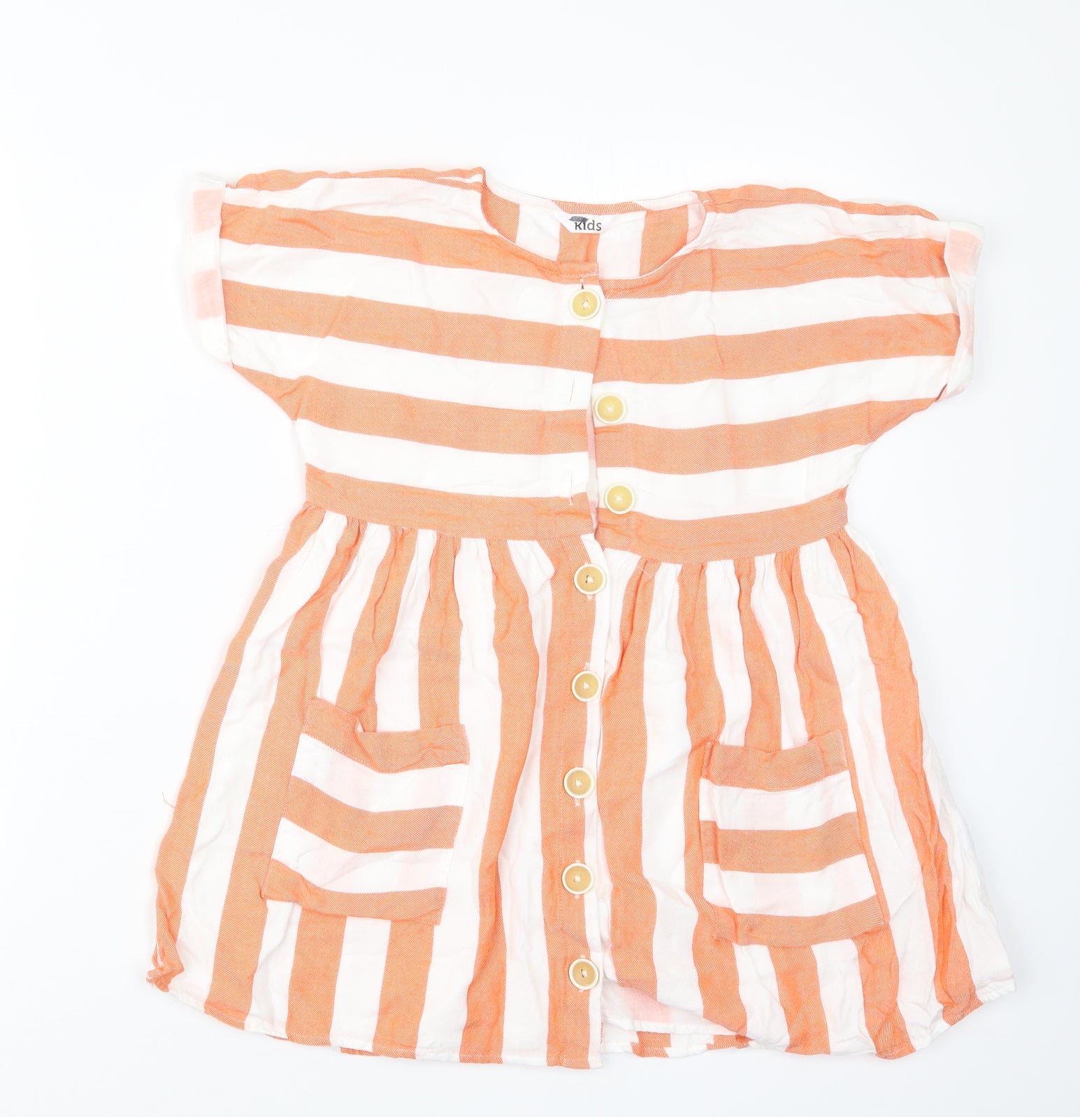M&Co Girls Orange Striped T-Shirt Dress Size 7-8 Years – Preworn