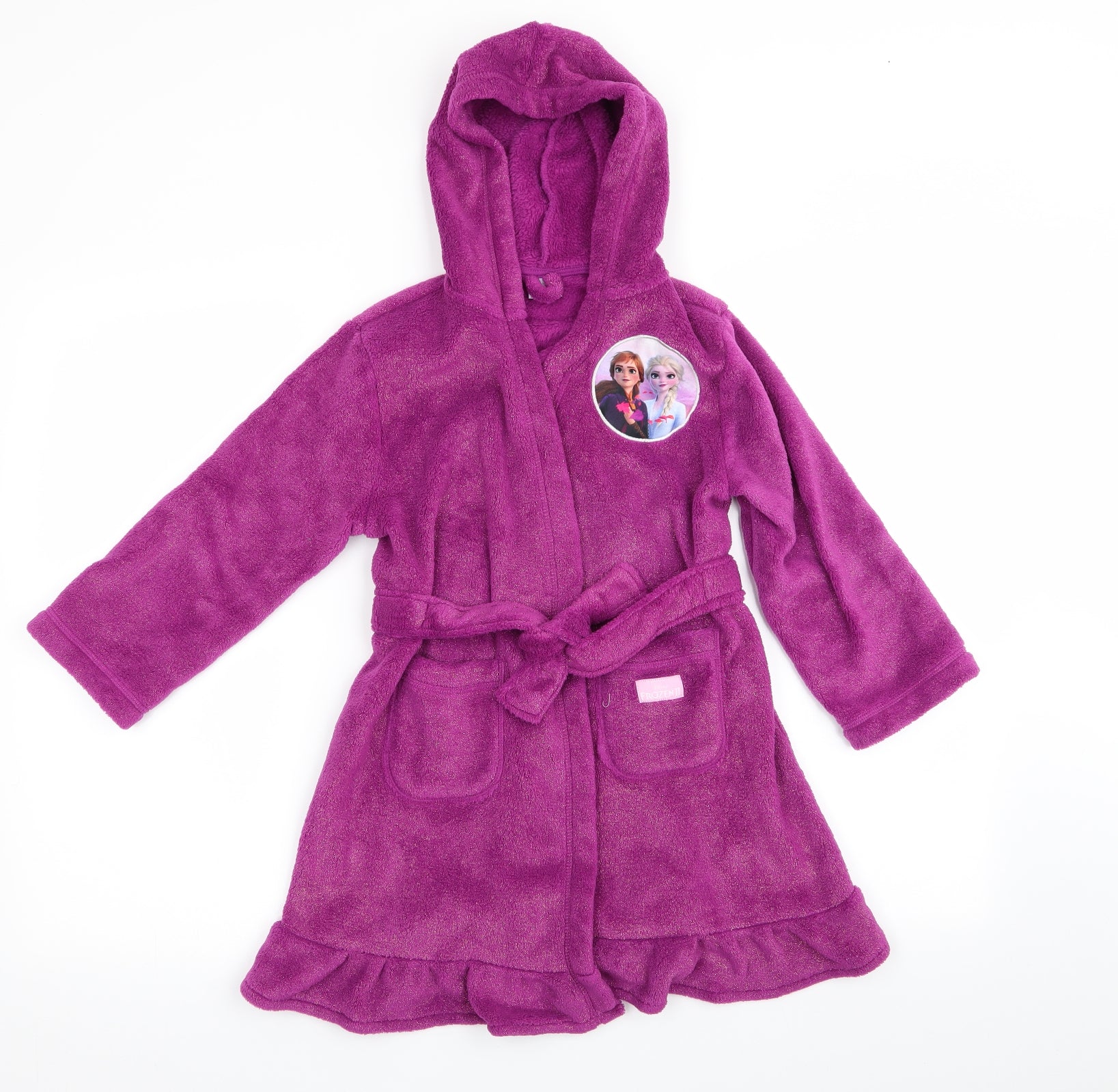 Frozen II by Nutmeg Girls Pink Solid Fleece Robe Size 5-6 Years - Subt ...