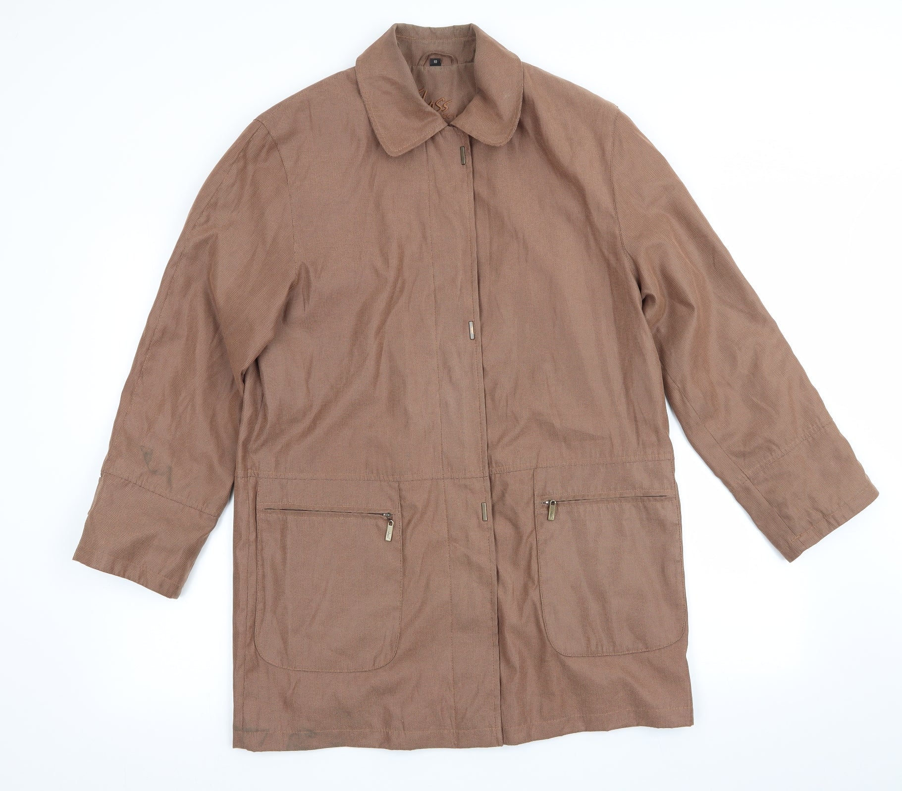 Klass Collection Womens Beige Polka Dot Overcoat Coat Size 10 - Fine b ...