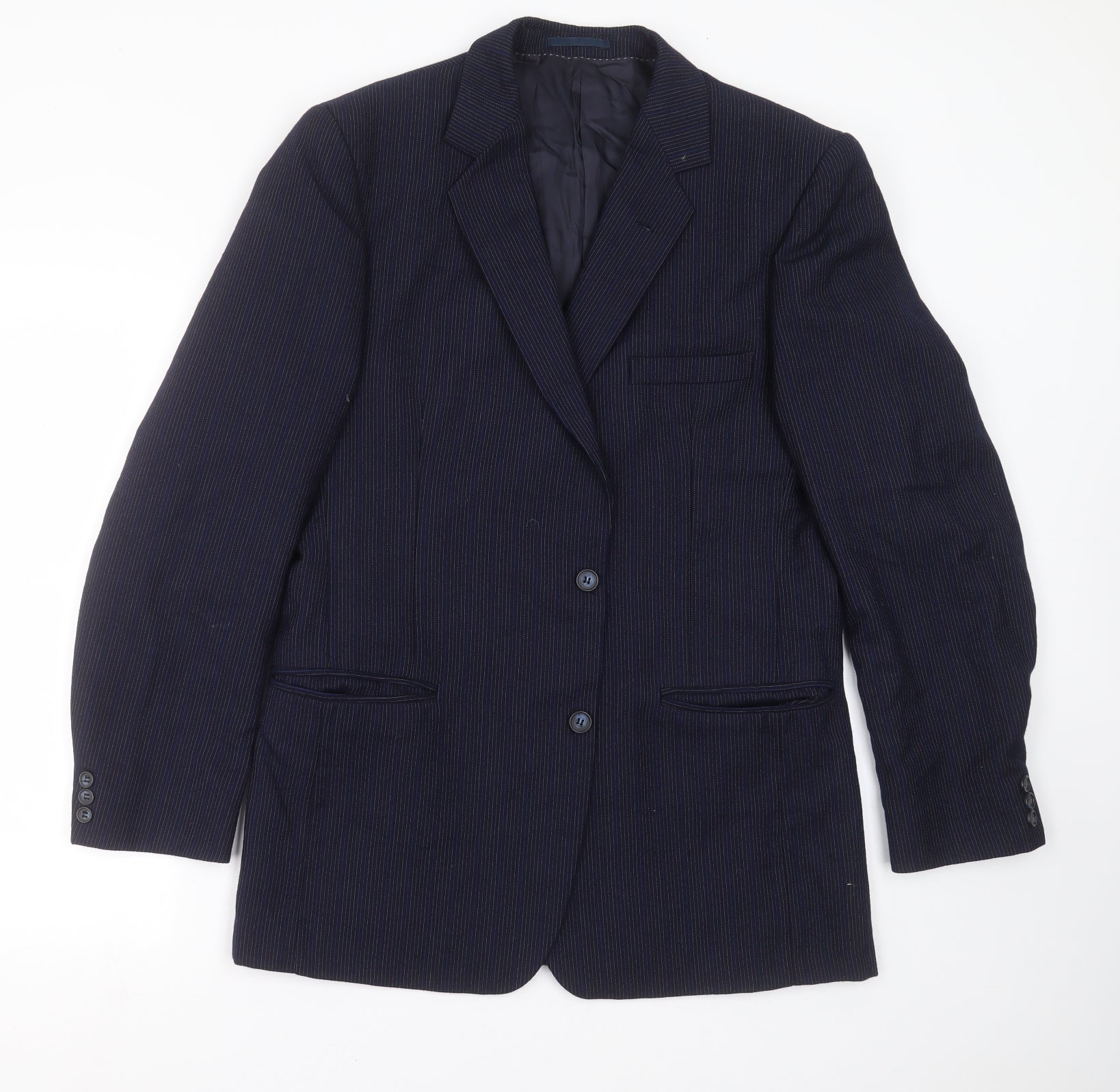 wilf curry Mens Blue Striped Jacket Suit Jacket Size 42 – Preworn