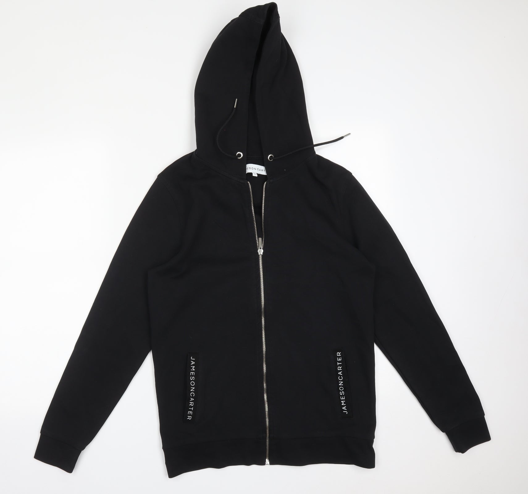 Jameson Carter Mens Black Cotton Full Zip Hoodie Size S Preworn