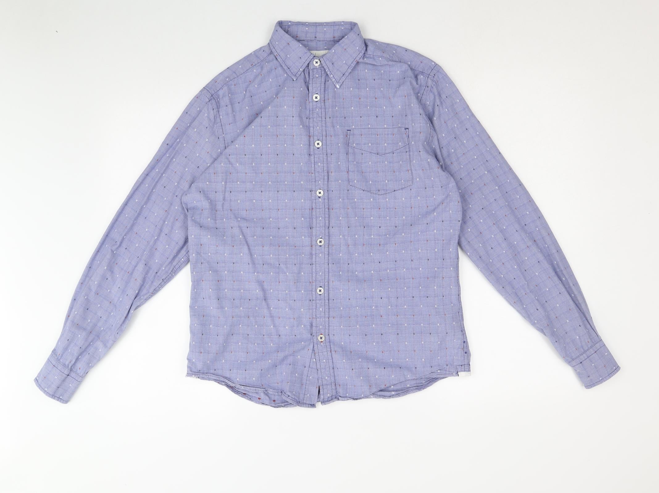 Boden Mens Blue Geometric 100% Cotton Dress Shirt Size S Collared Butt ...