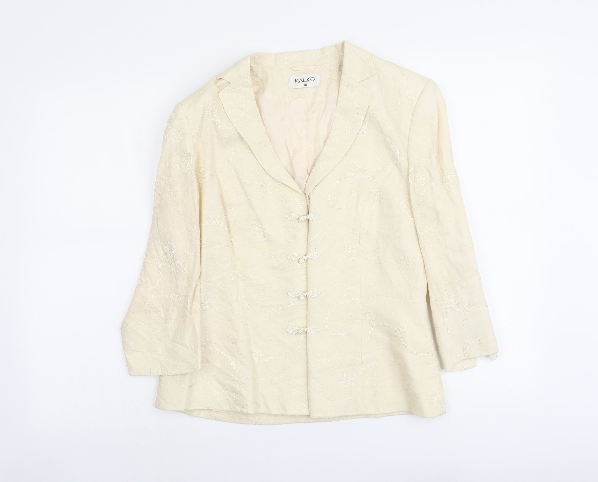 Kaliko Womens Ivory Linen Jacket Blazer Size 10 – Preworn