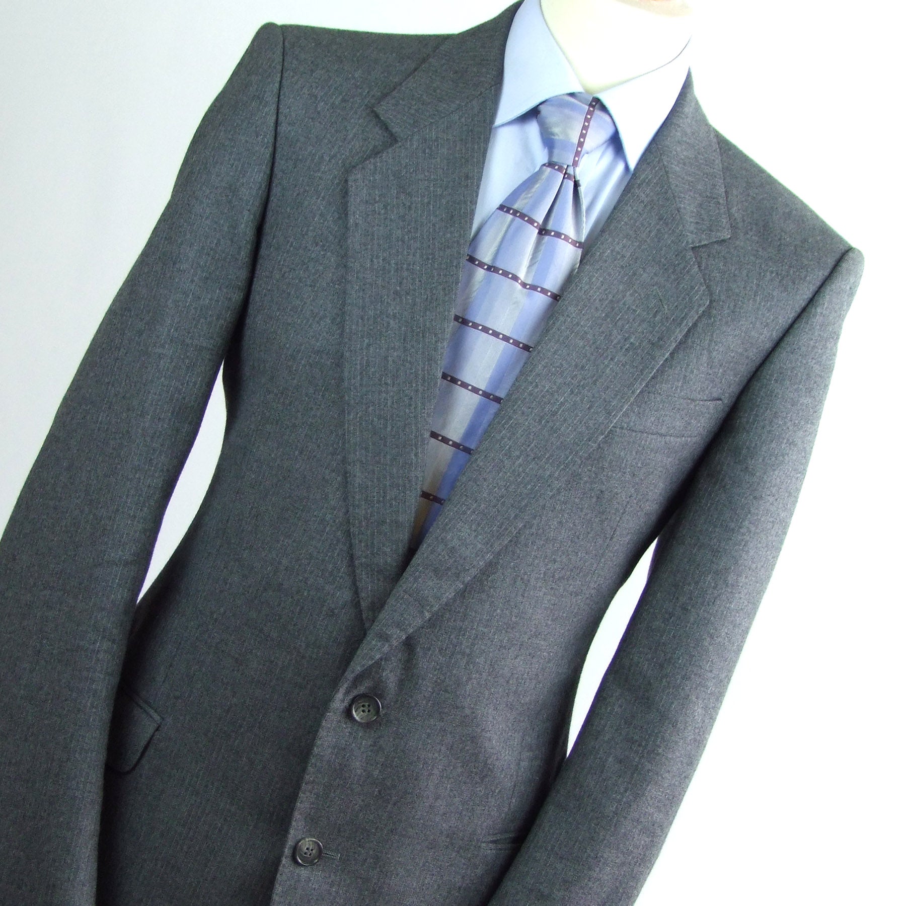 Odermark Mens Grey Striped Wool Suit Jacket Size 40 – Preworn